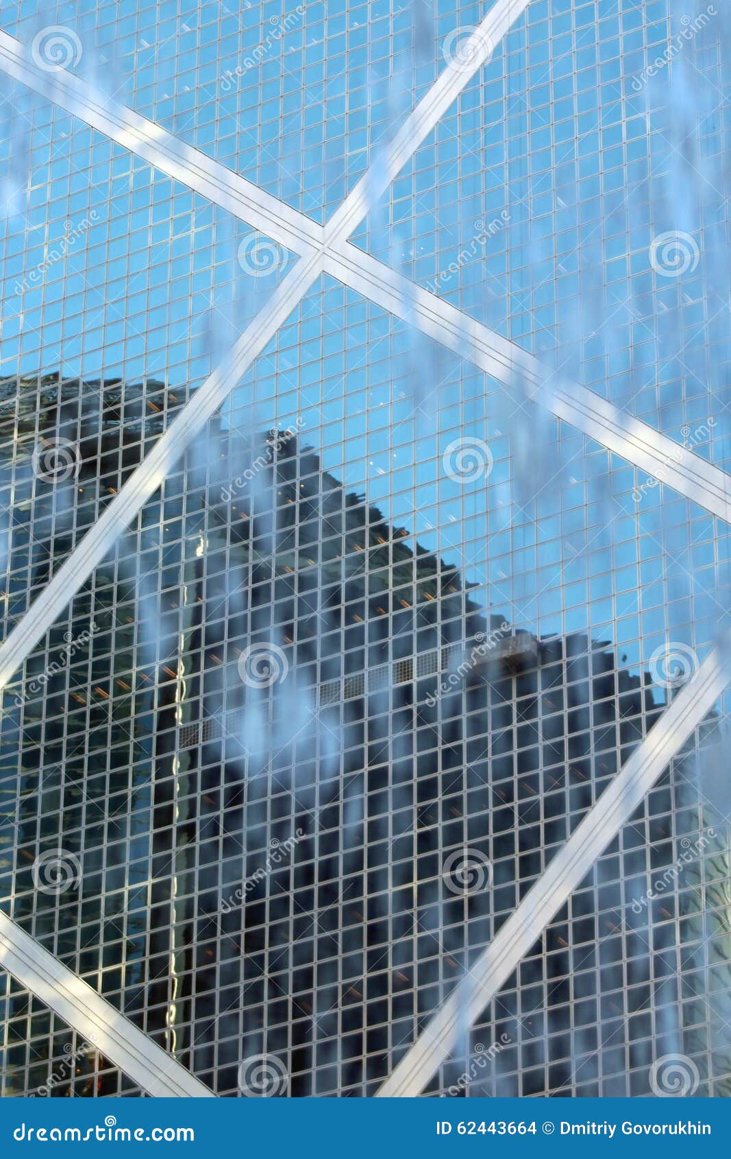 View of the Building through the Falling Water Stock Photo - Image of ...