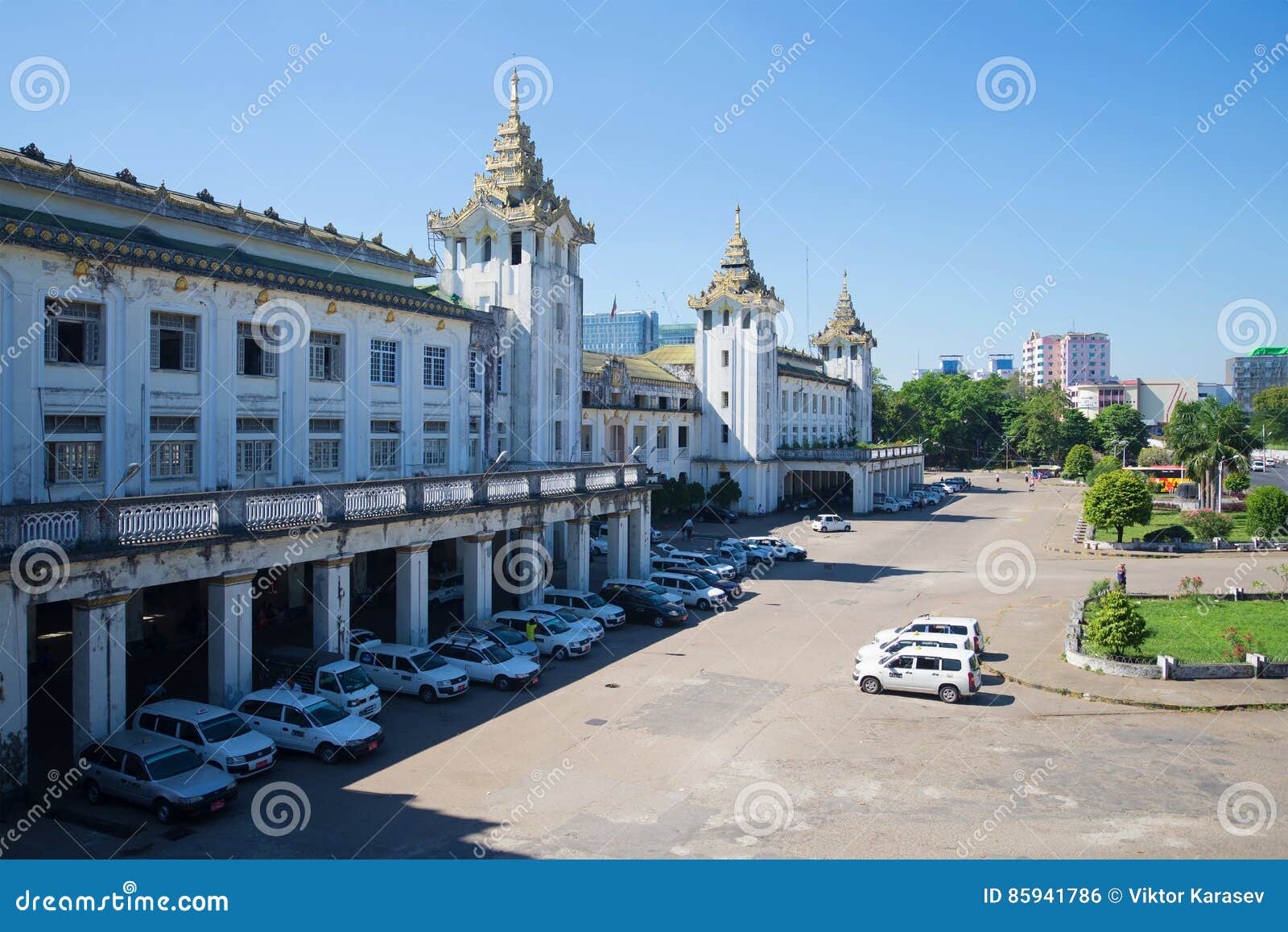 View of the Building of the Main Railway Station of Yangon. Yangon ...