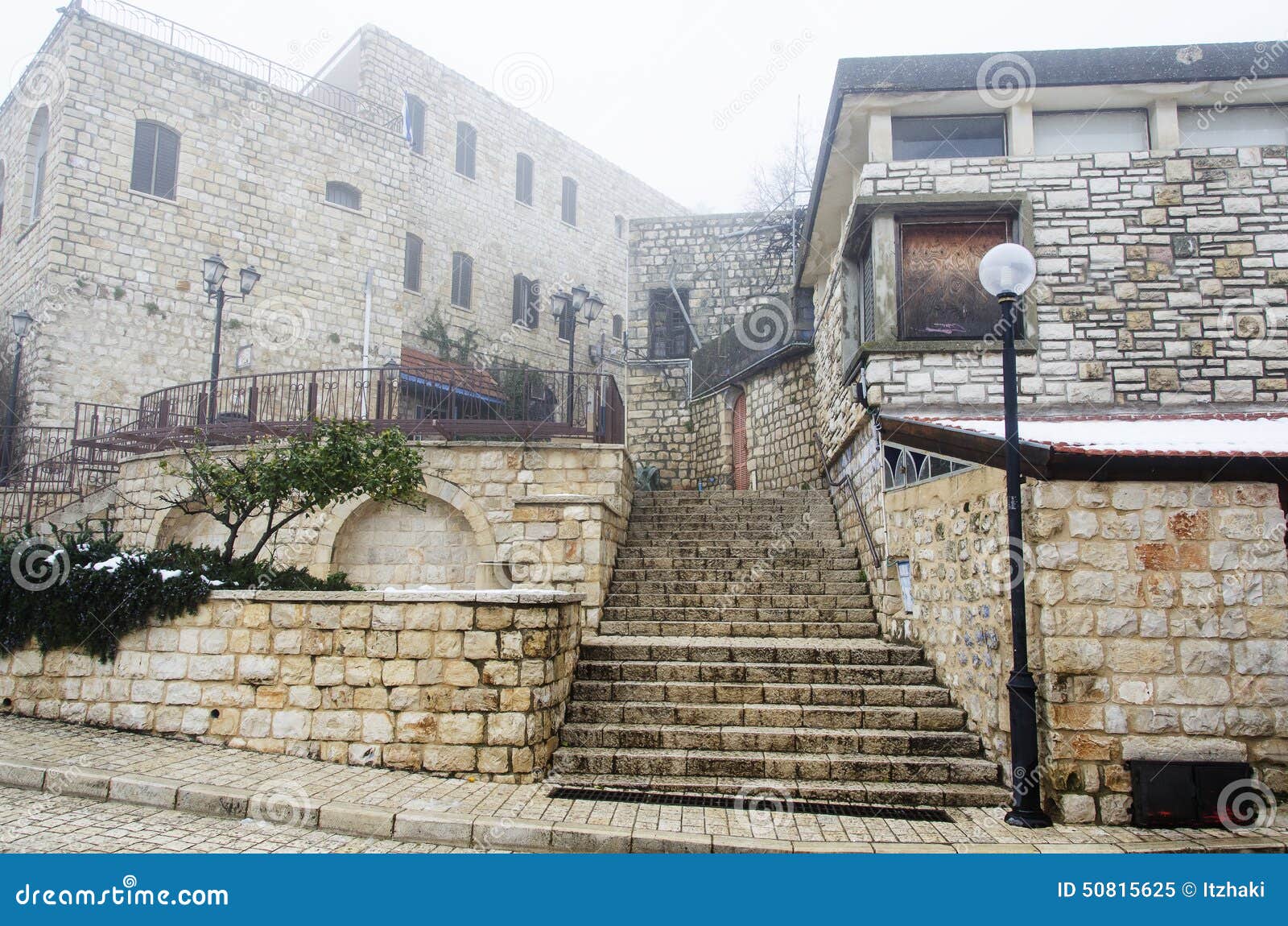 View of Building in Old Safed Stock Image - Image of lighting, wall ...