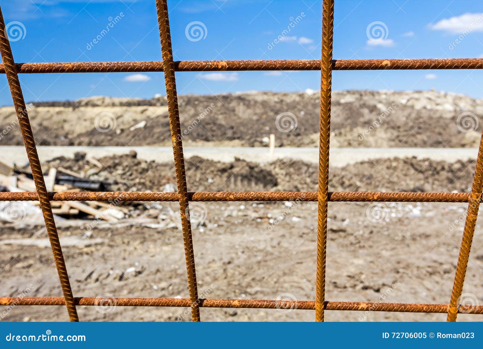 View on Building Site Trough Steel Reinforcement Square Rusty Ba Stock ...