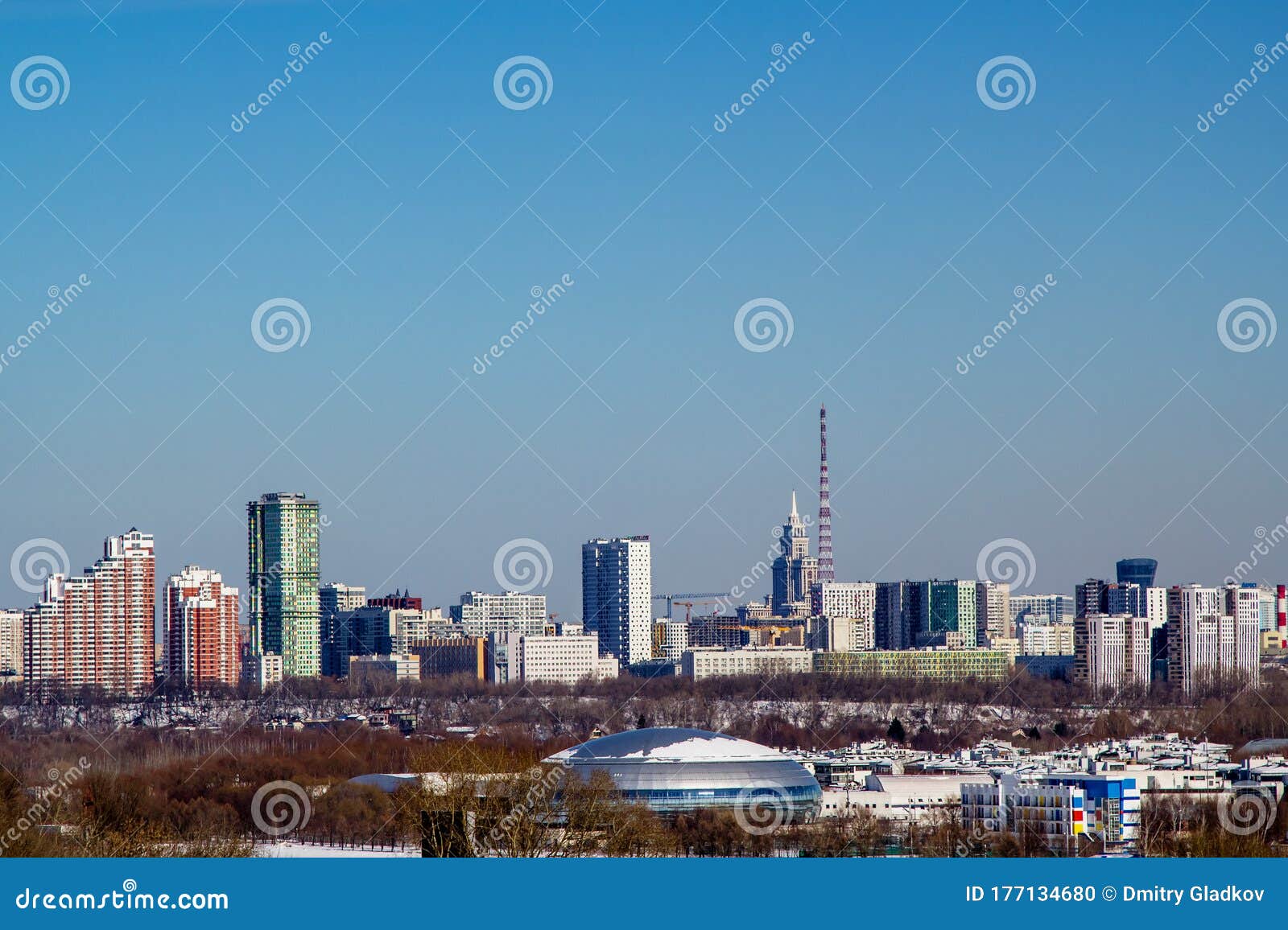 View of Buildings in the City from Afar Stock Photo - Image of street ...