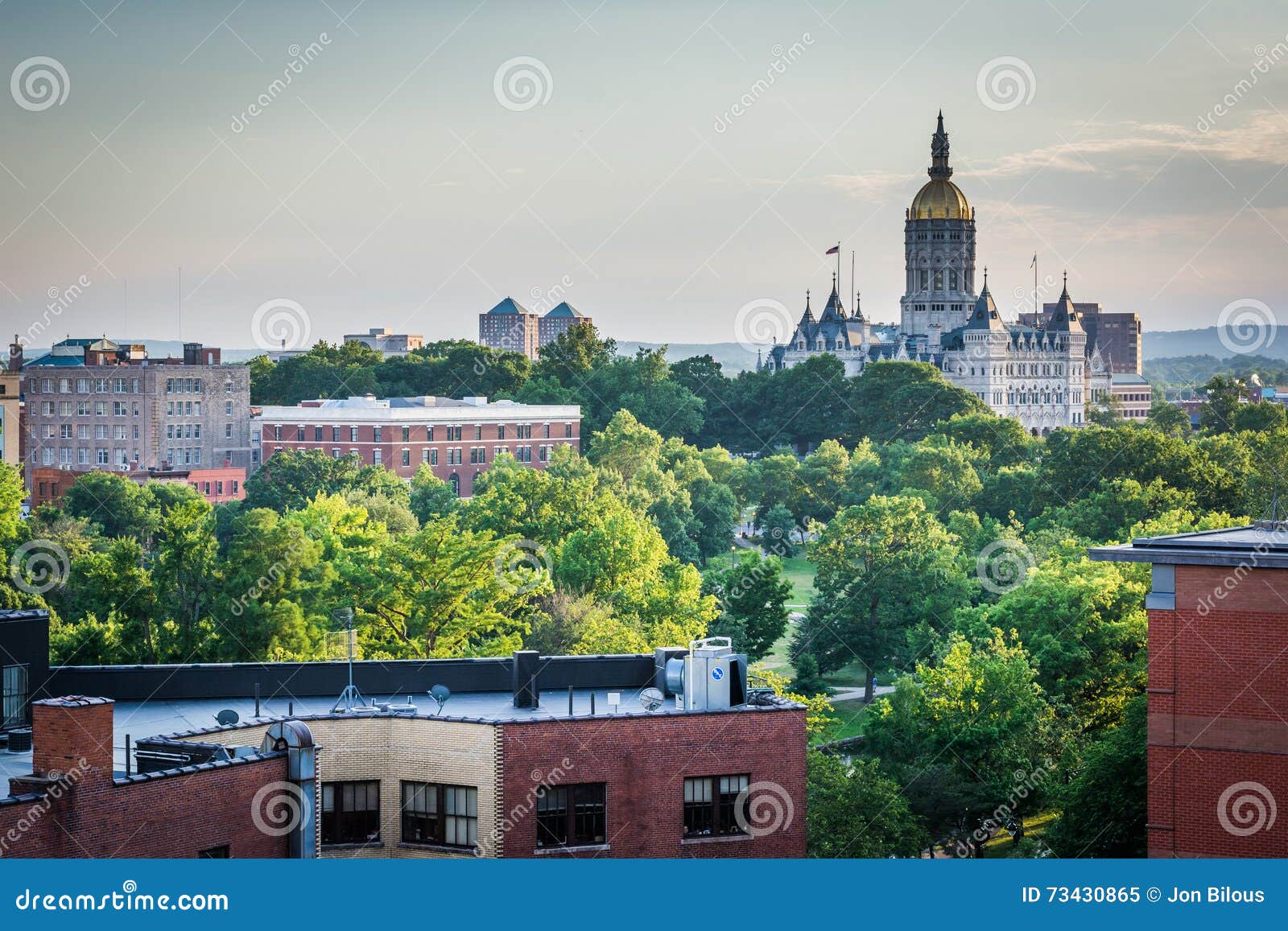 View of Buildings and the Connecticut State Capitol Building in Stock ...