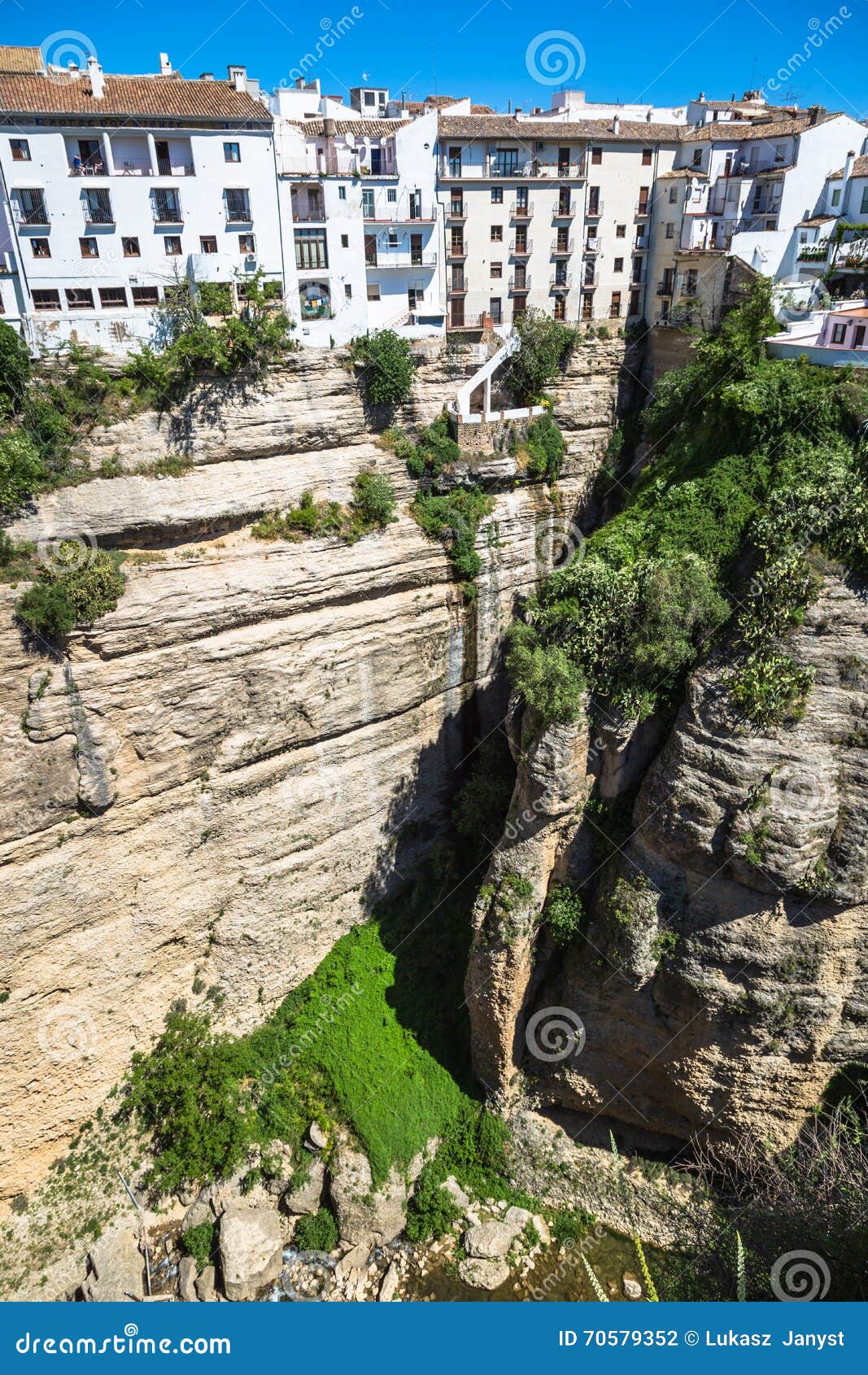 View of Buildings Over Cliff in Ronda, Spain Stock Photo - Image of ...