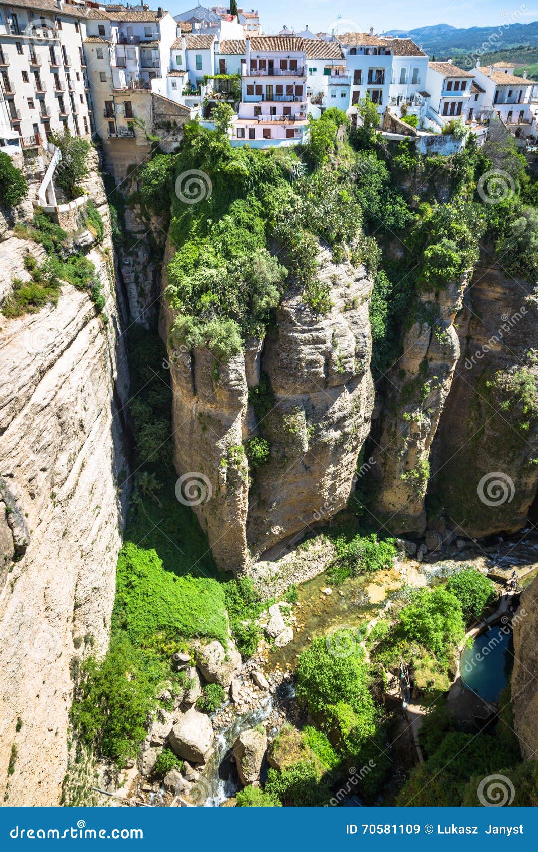 View of Buildings Over Cliff in Ronda, Spain Stock Image - Image of ...