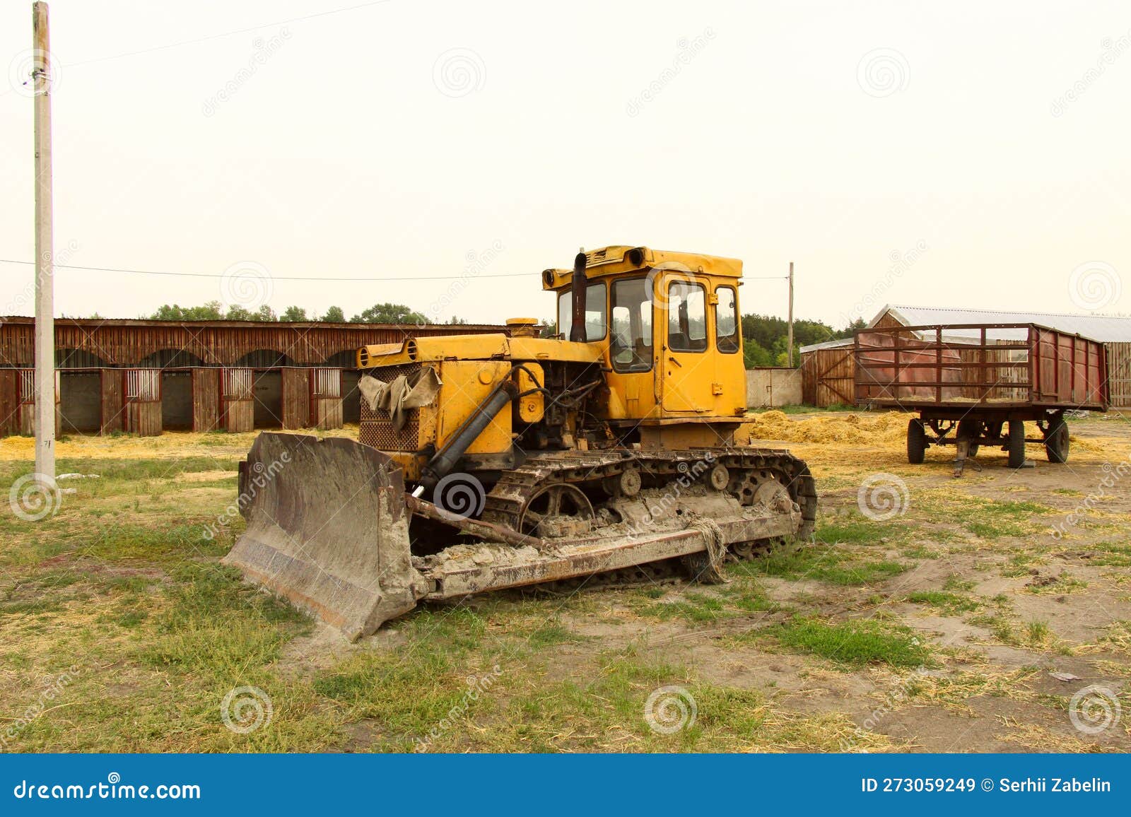 View of the Bulldozer from the Side Stock Image - Image of side, farm ...