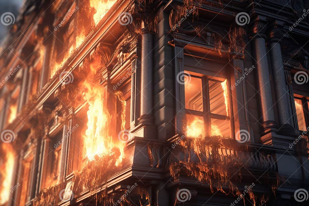 Burning Office Building Created with Generative AI Technology Stock ...