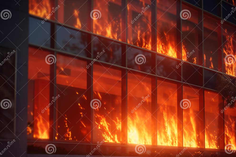 Burning Office Building Created with Generative AI Technology Stock ...