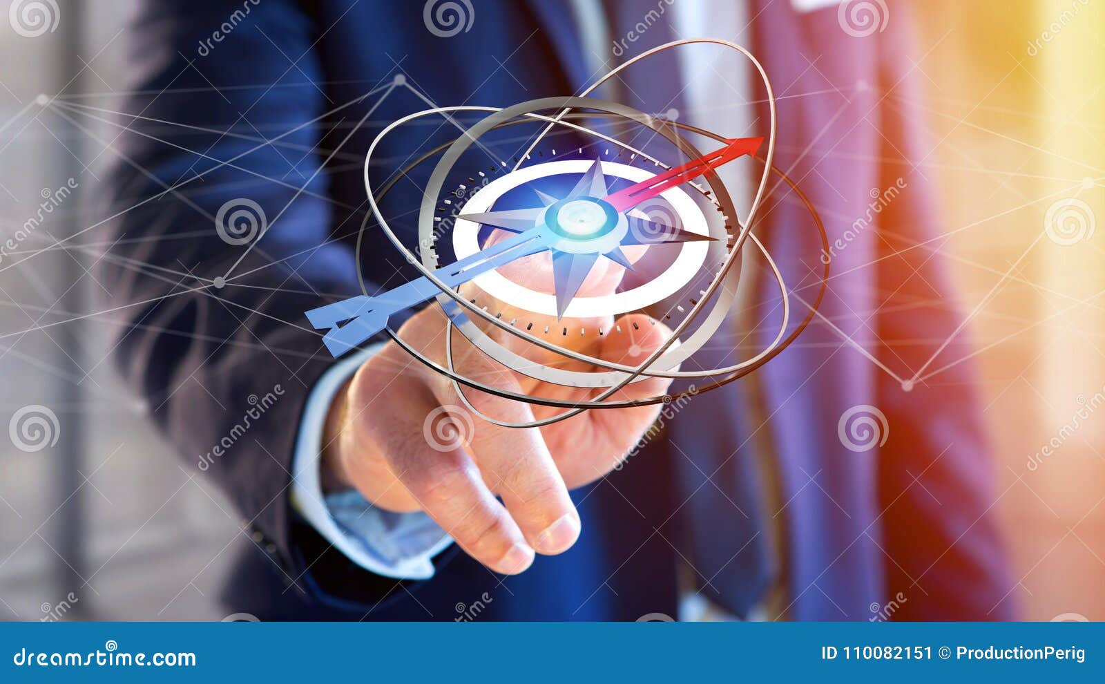 Business Man Holding a Navigation Compass - 3d Rendered Stock Image ...