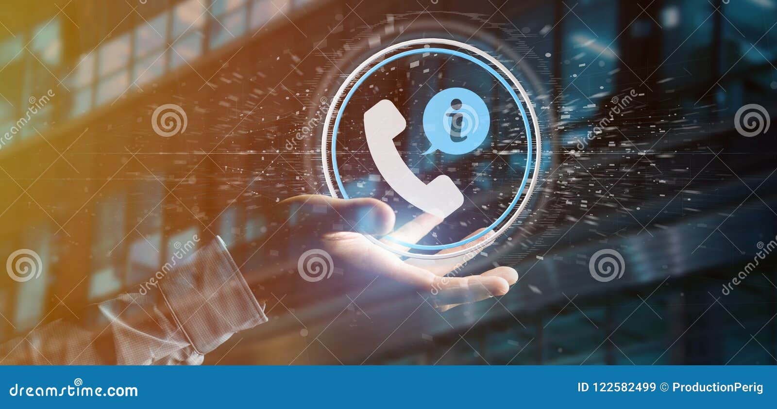 Businessman Holding a Customer and Assistance Hotline Service Bu Stock ...