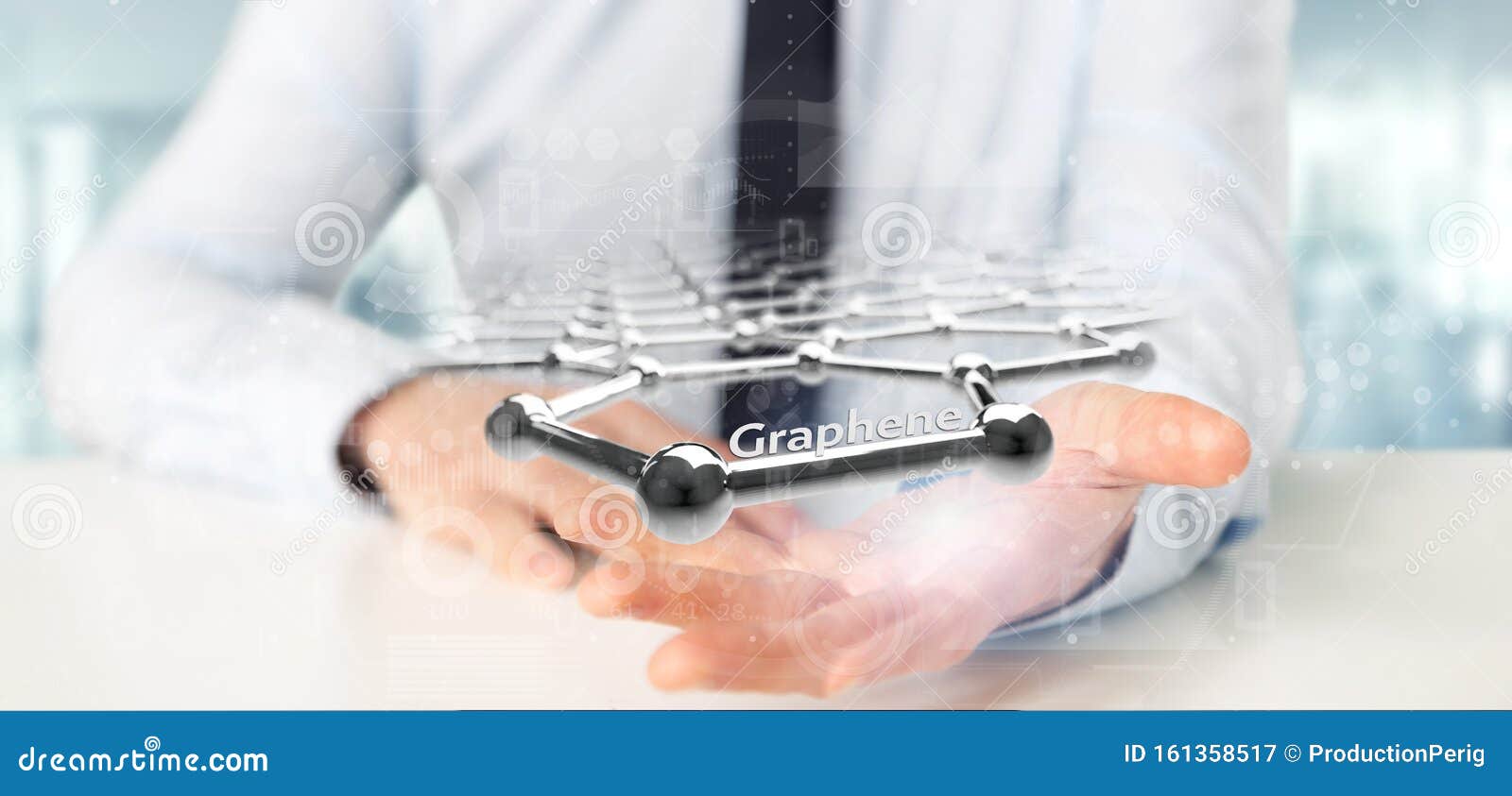 Businessman Holding a Graphene Structure - 3d Rendering Stock Image ...