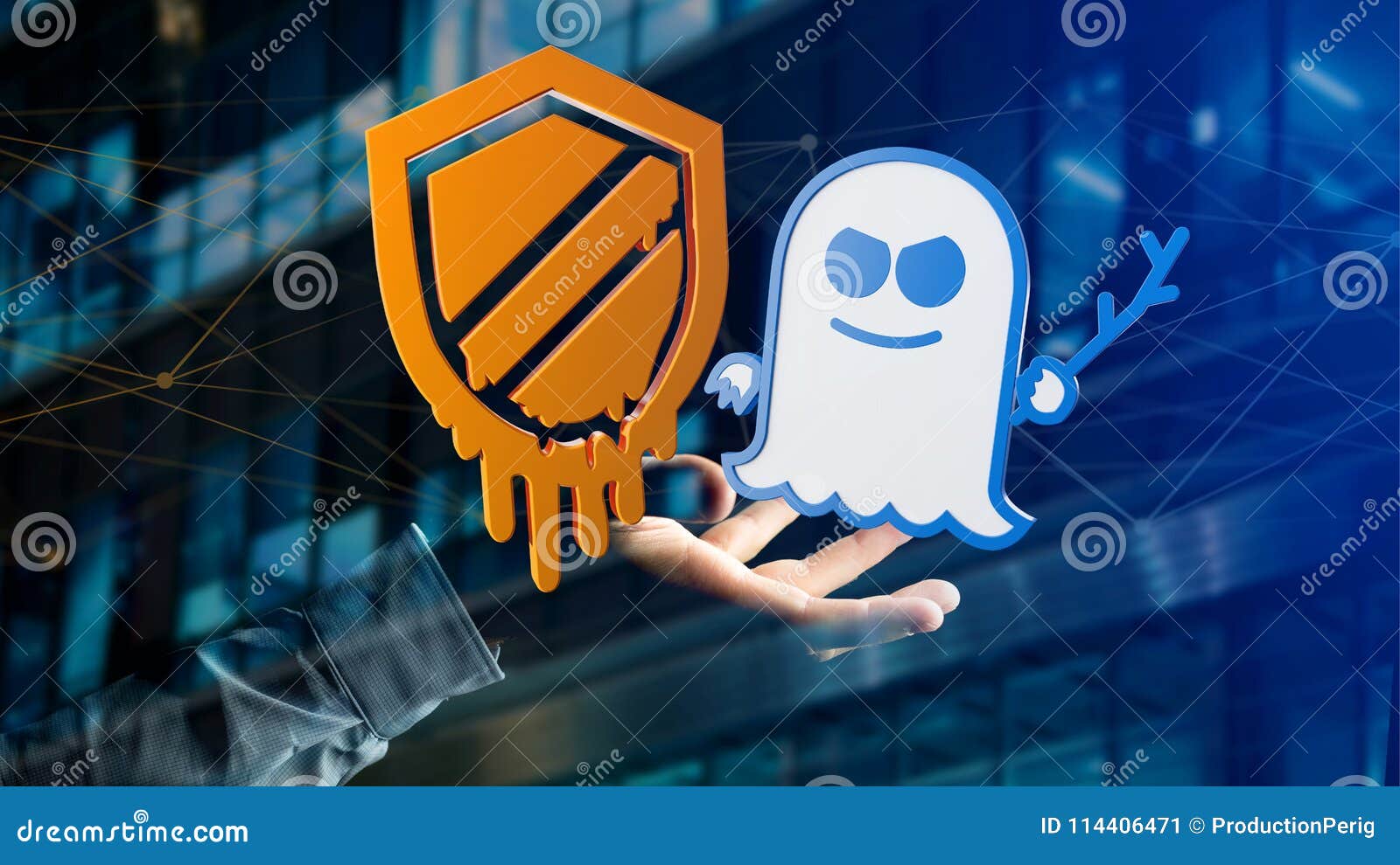 Businessman Holding a Meltdown and Spectre Processor Attack with Stock ...