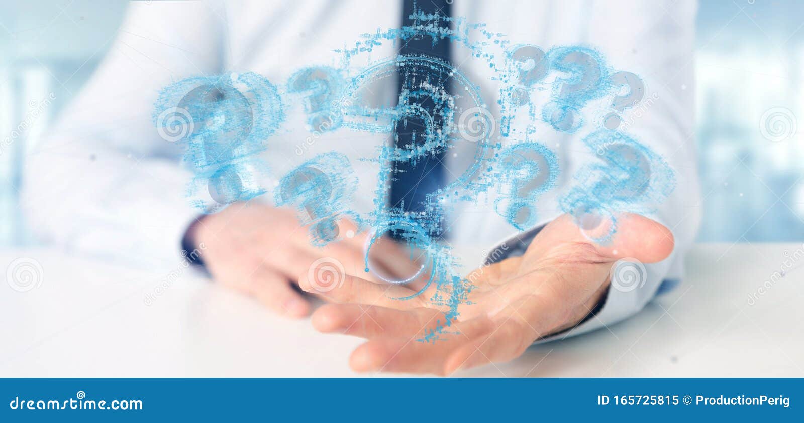 Businessman Holding a Question Mark Stock Image - Image of support ...