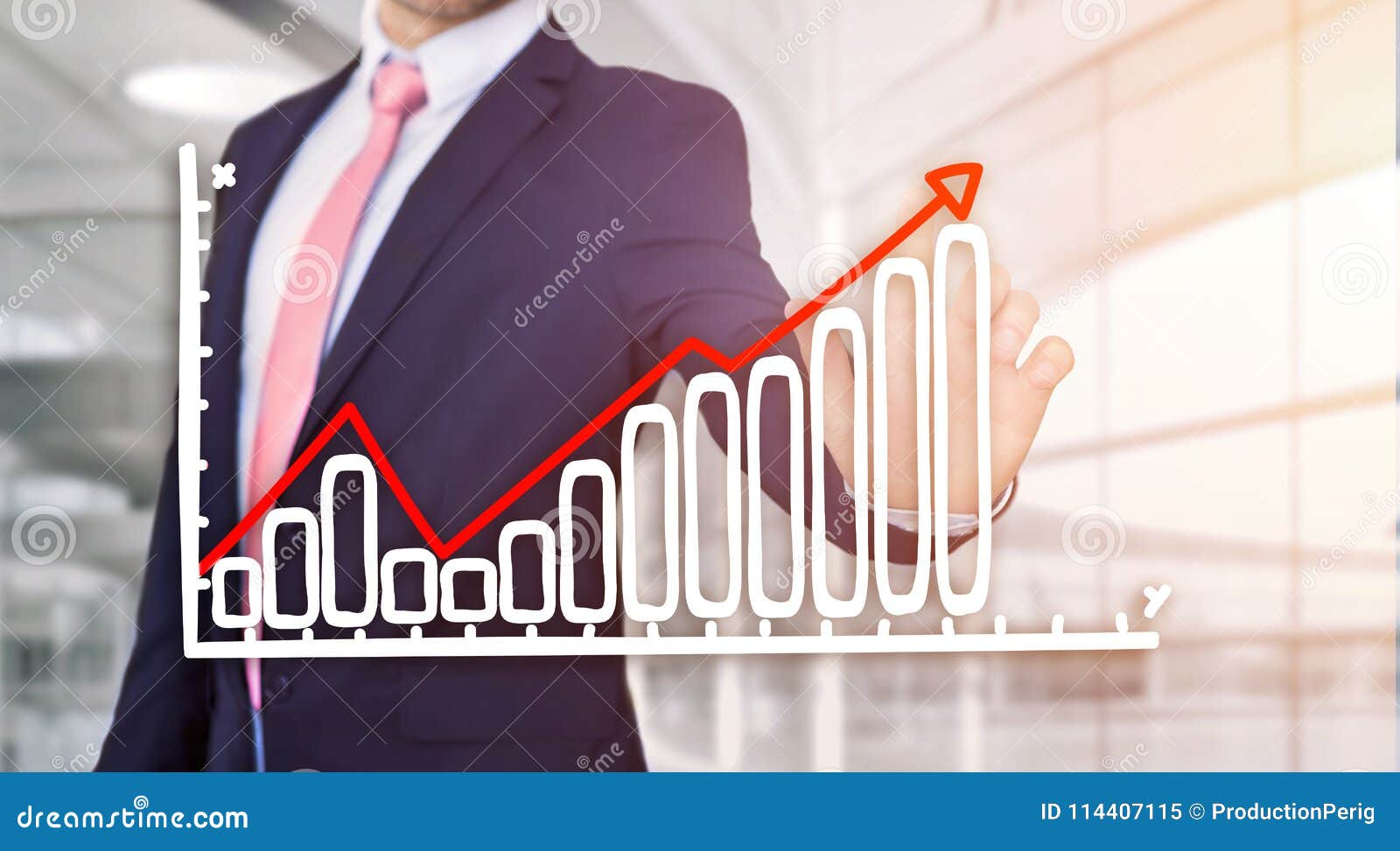 Businessman Touching Technology Interface with Financial Curve a Stock ...