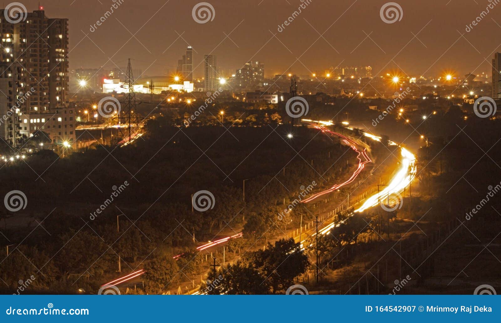 View of a Busy Road at Night Time Stock Image - Image of business ...