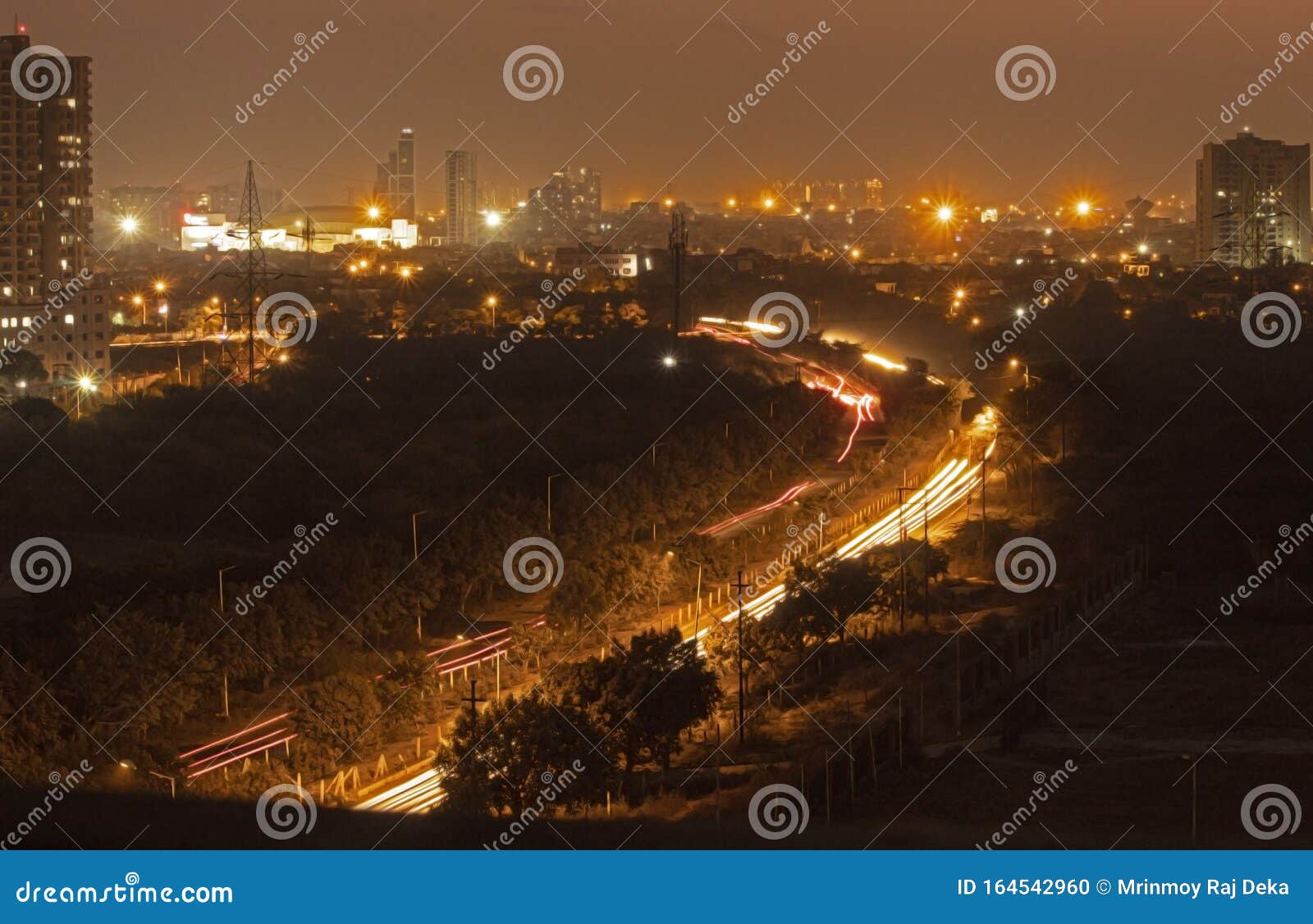 View of a Busy Road at Night Time Stock Photo - Image of background ...