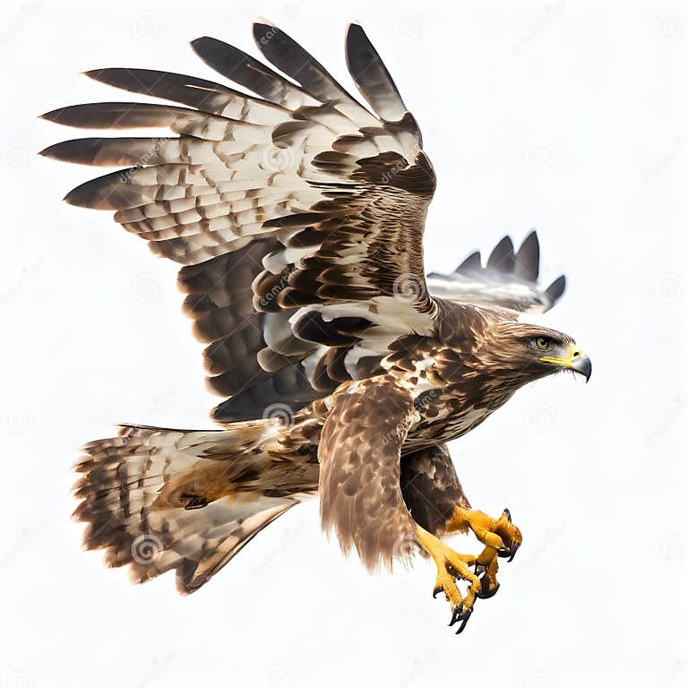 A View of a Buzzard in Flight Stock Illustration - Illustration of wing ...