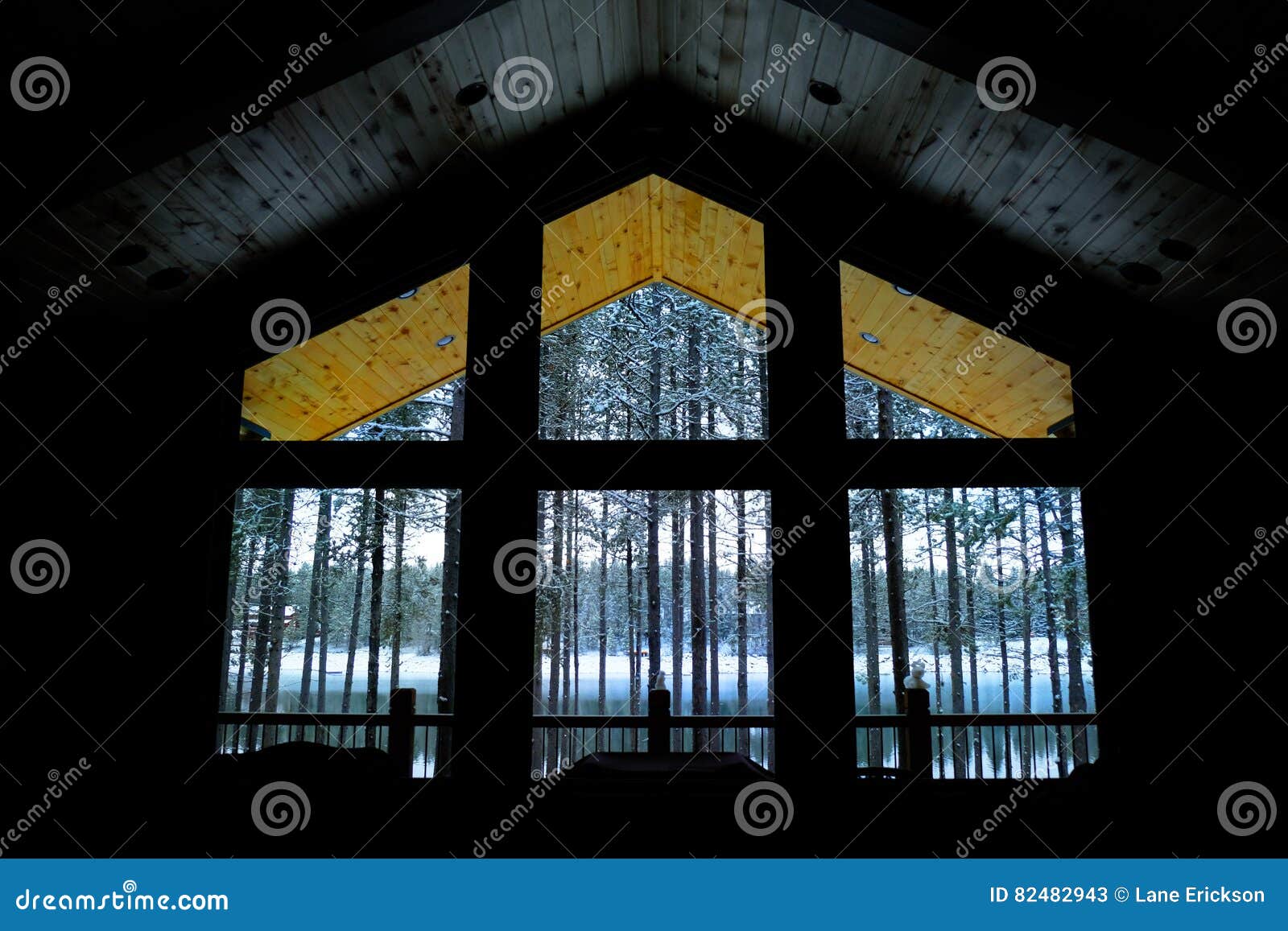 View from Cabin Window Out To Winter Forest Snowy Stock Image - Image ...