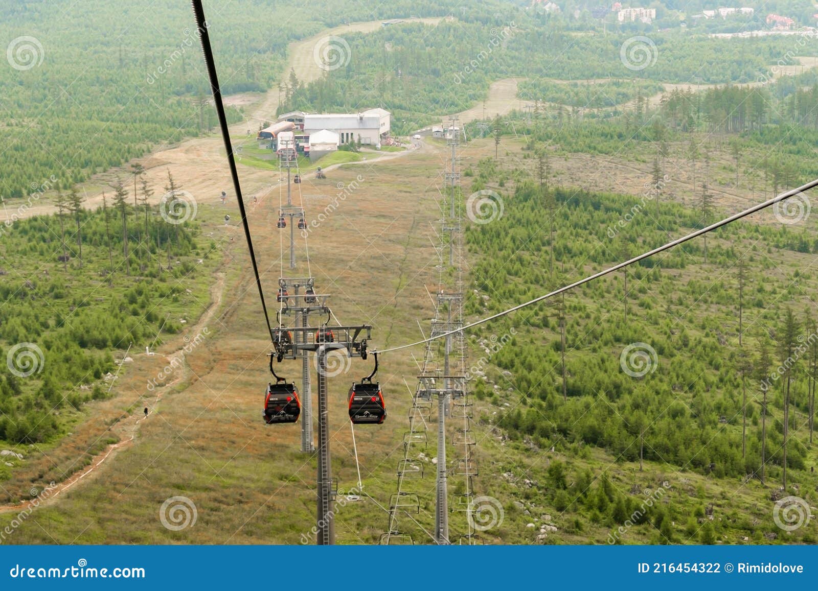 View from Cable Car or Funicular in High Tatras in Slovakia, April 2021 ...
