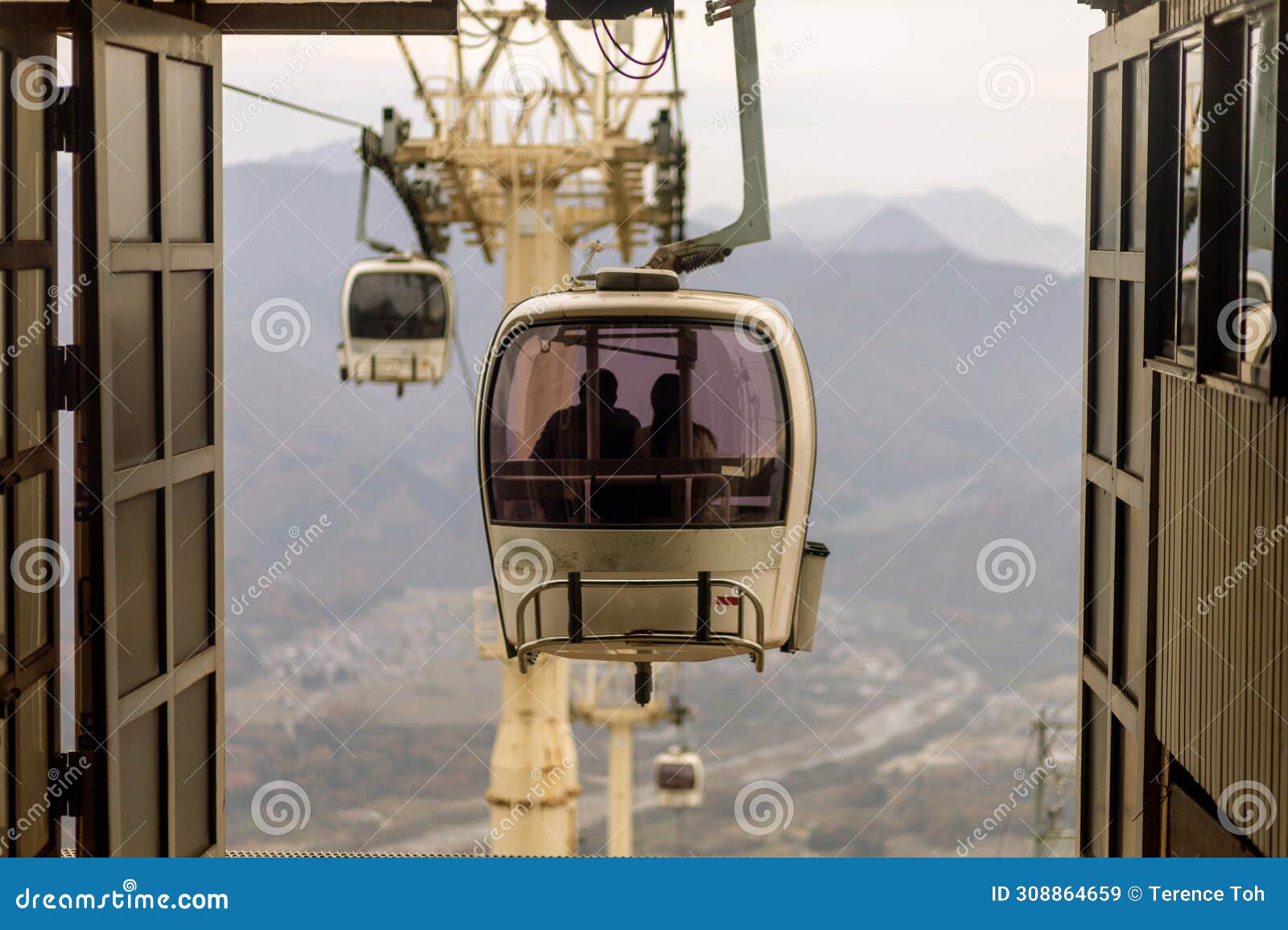 View of Cable Cars or Gondola Going Up and Down a Mountain Editorial ...