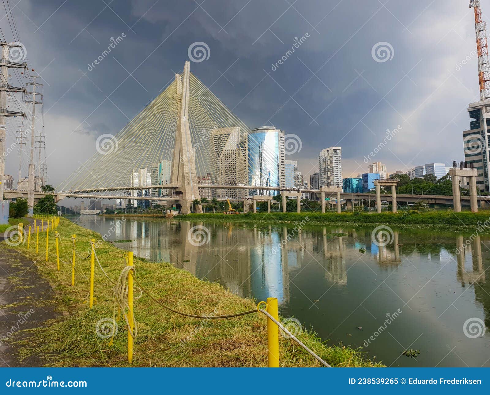 View of the Cable-stayed Bridge of the Marginal Pinheiros in Sao Paulo ...