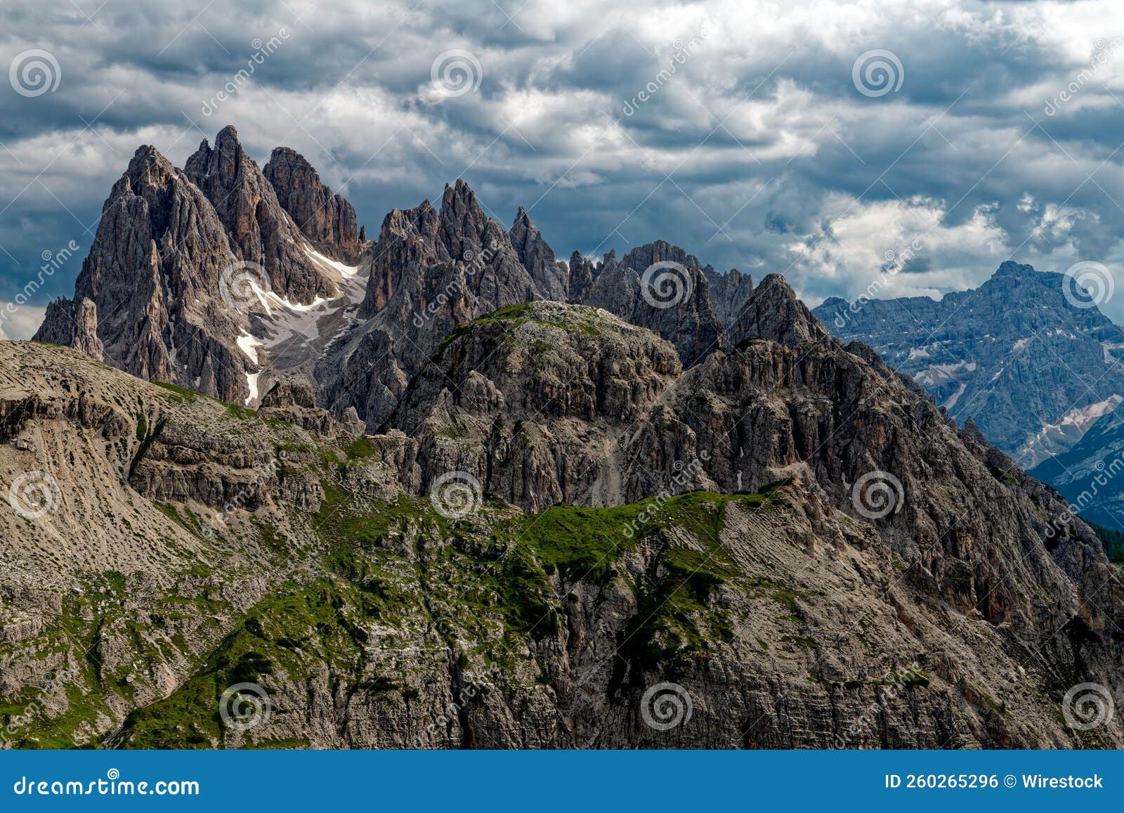 View of the Cadini Mountain Group Stock Photo - Image of high, rifugio ...