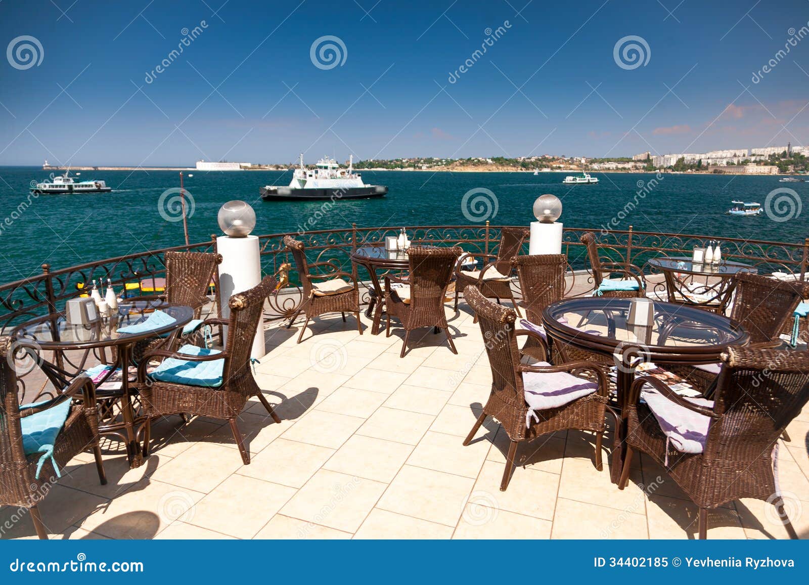 View from the Cafe Terrace on Sea Stock Image - Image of cafe, calm ...
