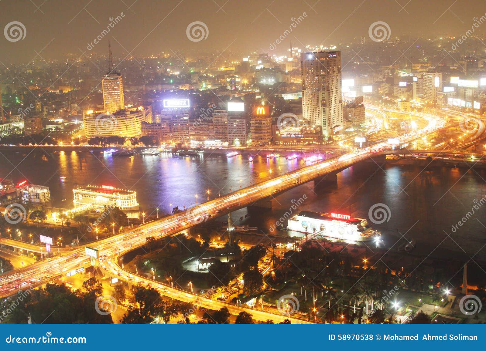 Egypt cairo nile night editorial stock photo. Image of skyline - 58970538