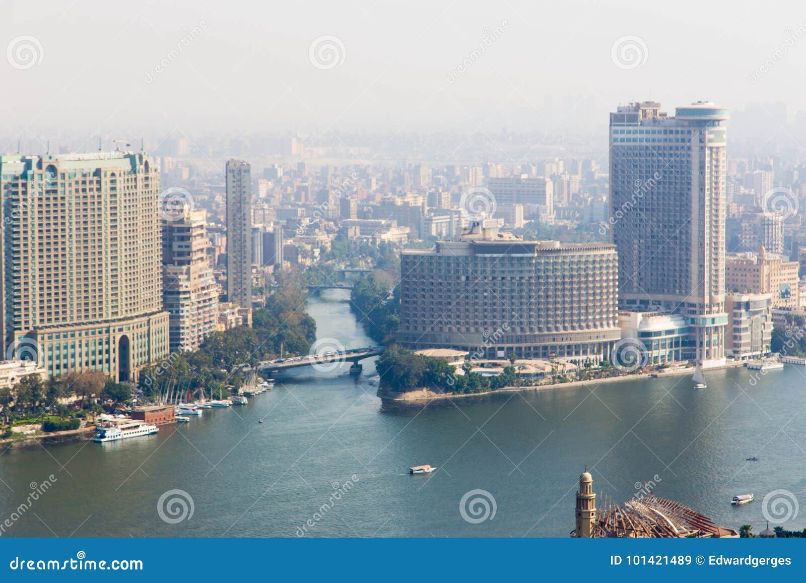 View of Cairo and Nile River Editorial Stock Image - Image of nile ...