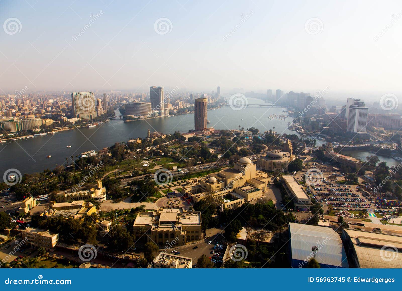 View of Cairo and Nile River Editorial Image - Image of landscape ...
