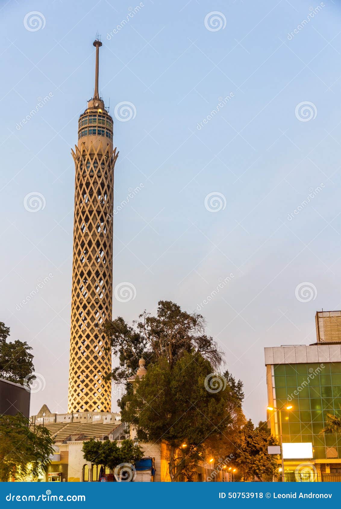 View of the Cairo Tower stock photo. Image of river, blue - 50753918