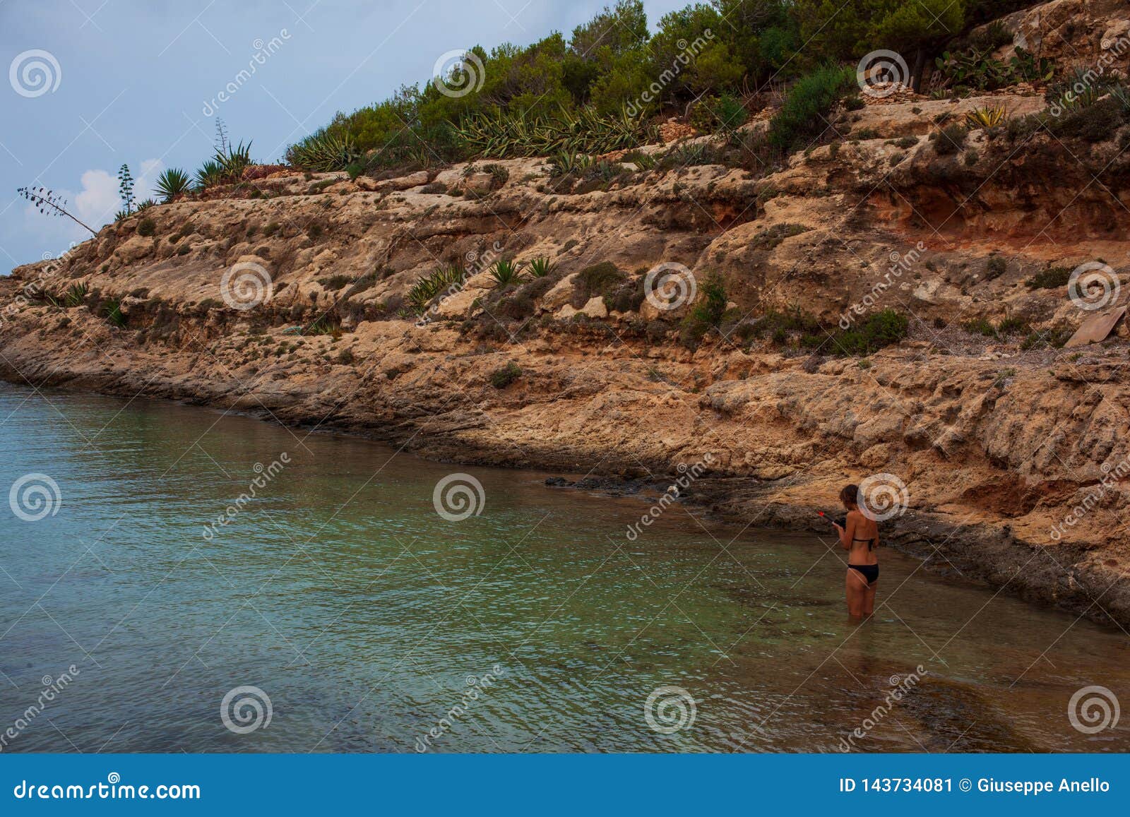 View of Cala Greca Beach, Lampedusa Stock Image - Image of summer, blue ...