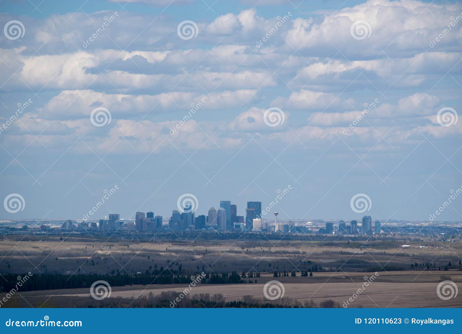 View of Calgary, Alberta, Canada from the Foothills South of the Stock ...