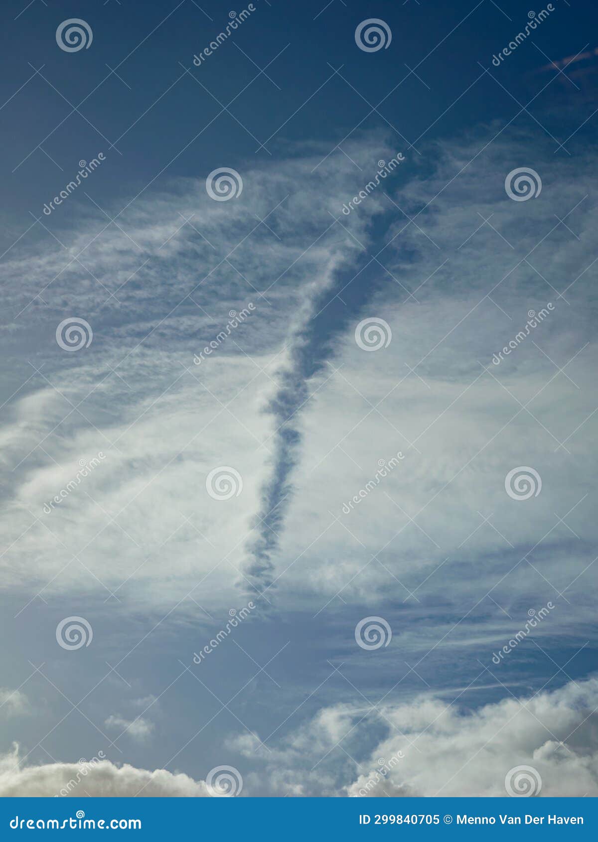 Distrail in the Clouds stock image. Image of path, chemtrail - 299840705