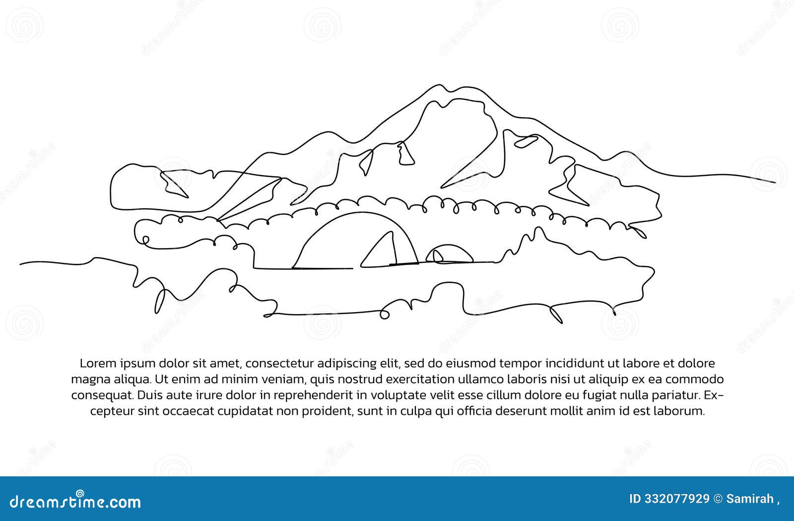 View of a Camping Atmosphere in the Mountains One Continuous Line ...