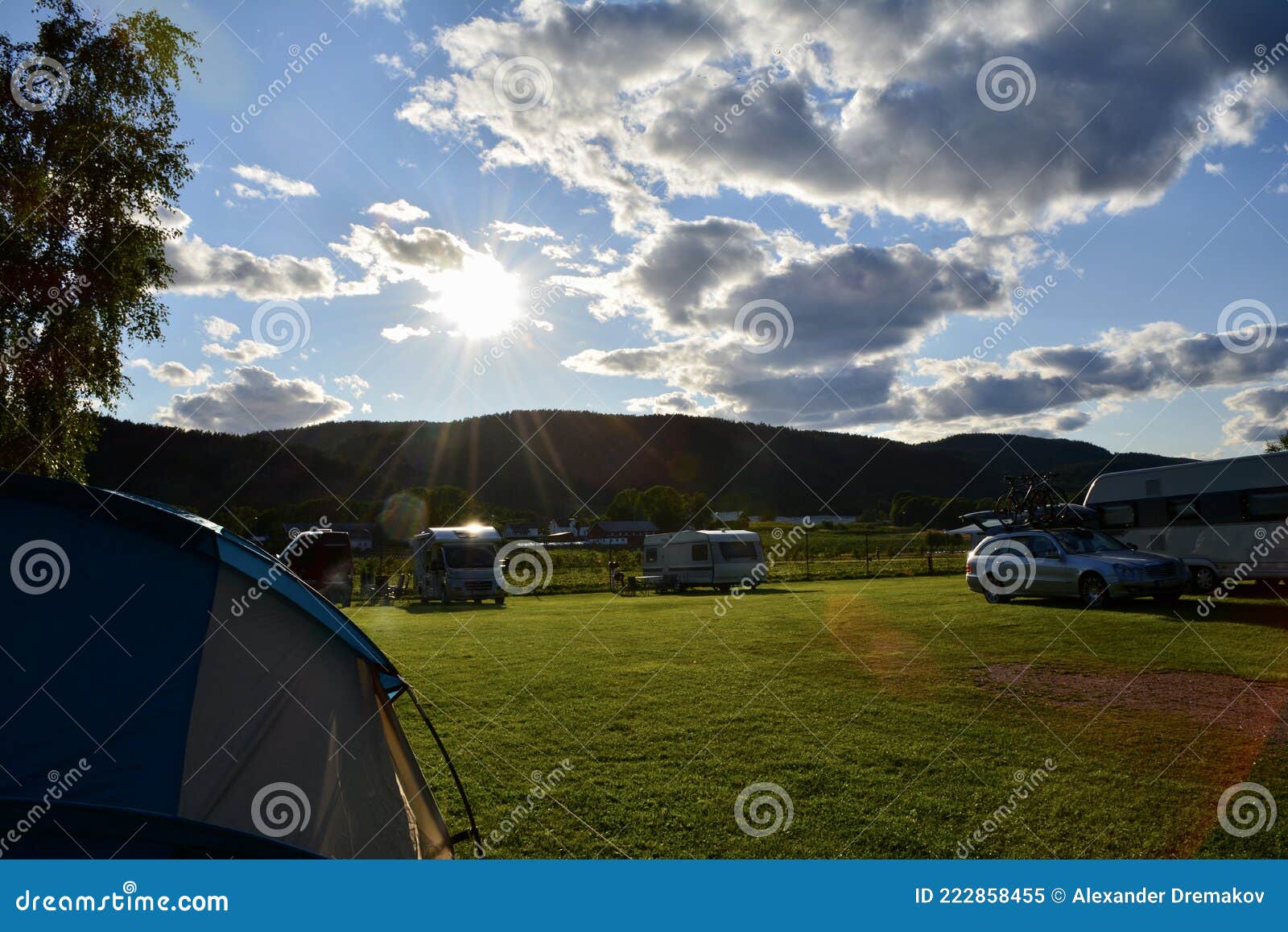 View on a camping spot stock image. Image of summer - 222858455