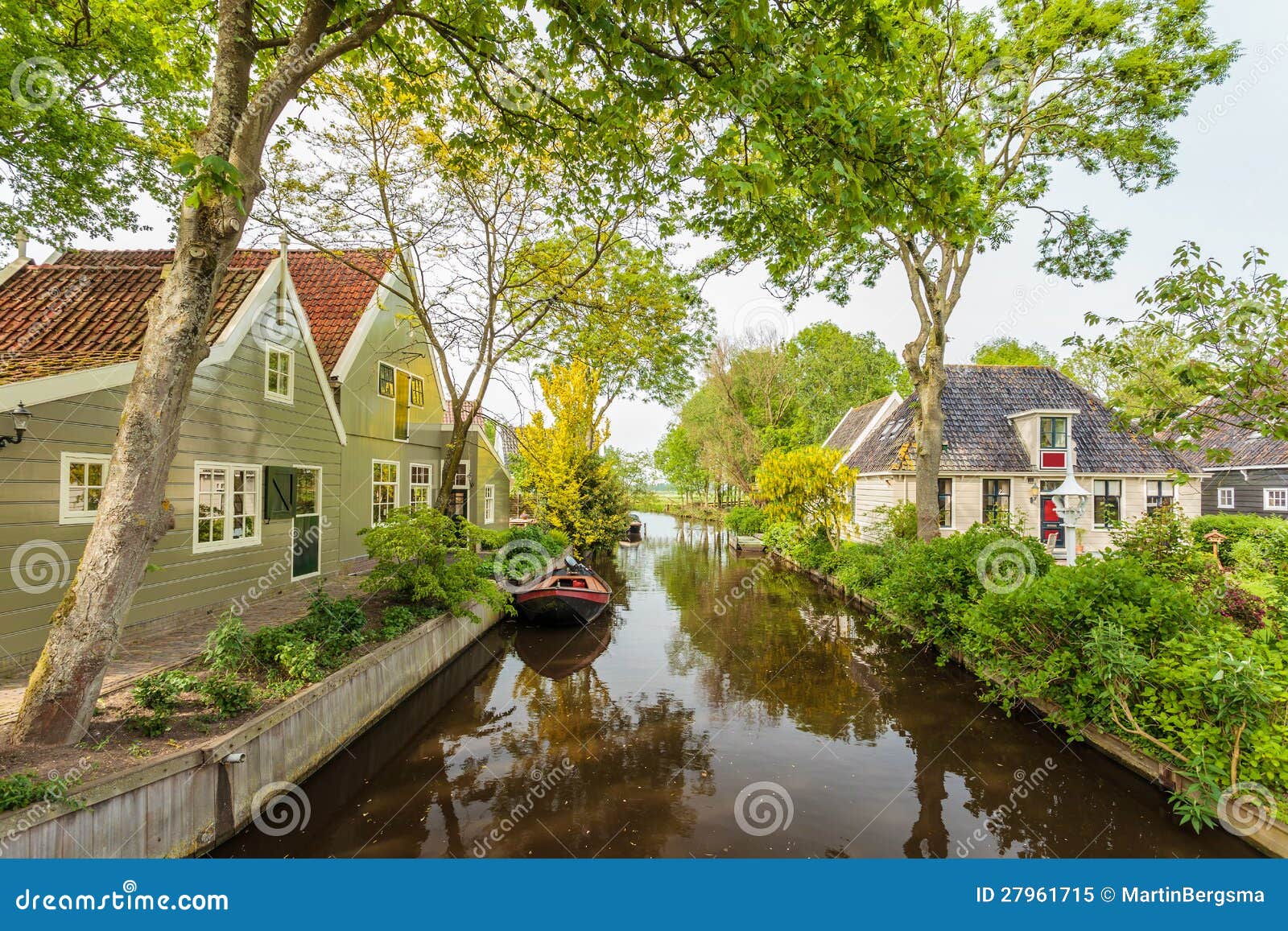 View At A Canal In A Dutch Historic Village Royalty-Free Stock ...