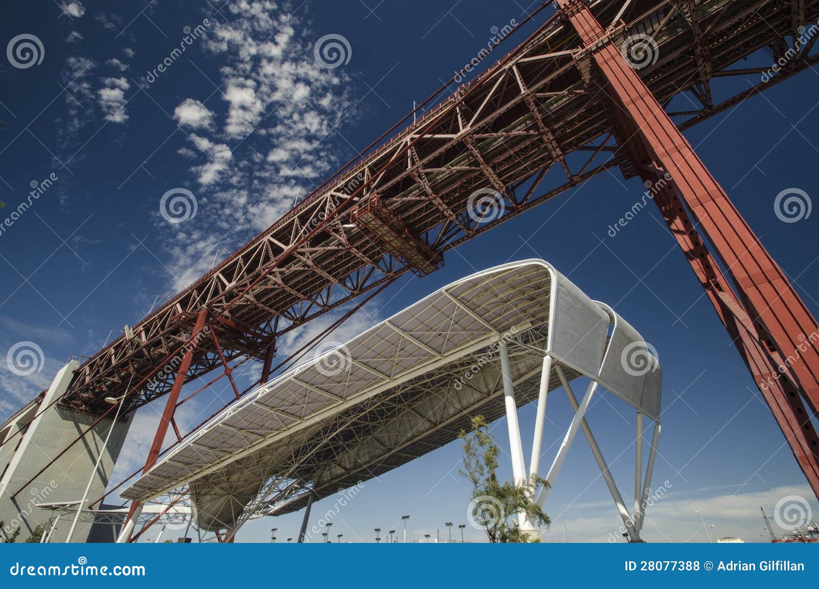 View of Canopy and 25th April Bridge, Lisbon Stock Photo - Image of ...