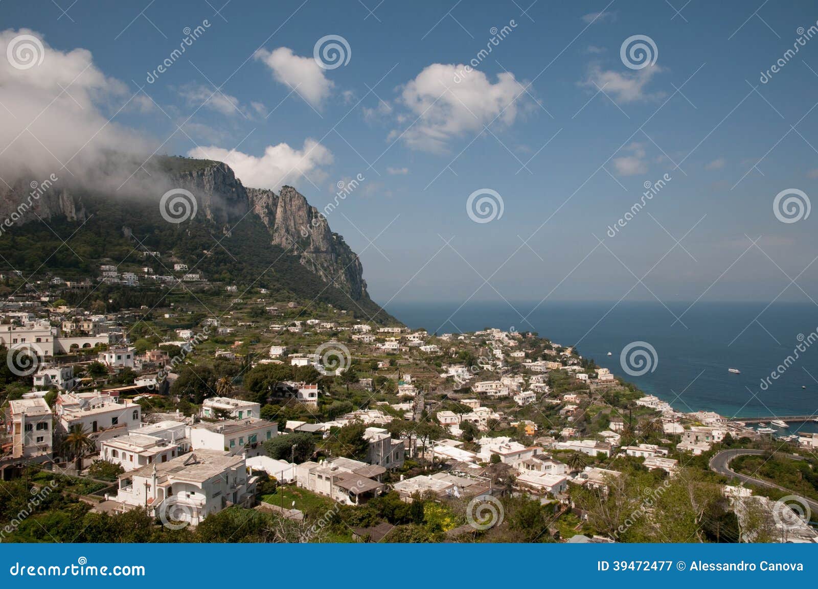 View of Capri on the Amalfi Coast Stock Image - Image of fromthetop ...