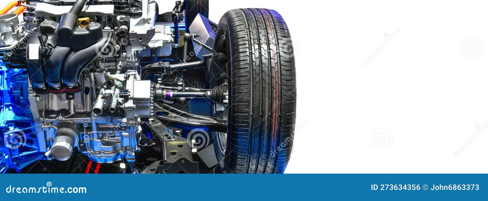 View of Car Engine Structure Installed Electric Chassis Mounted on ...