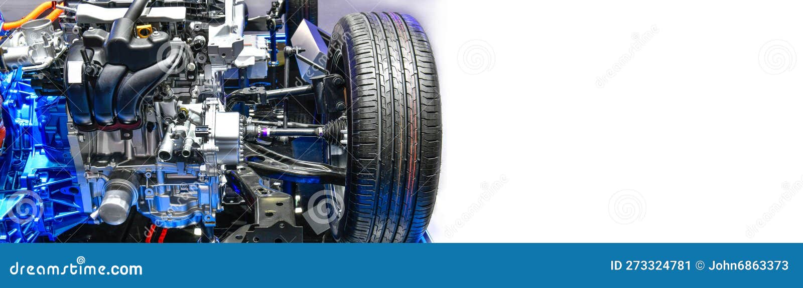 View of Car Engine Structure Installed Electric Chassis Mounted on ...