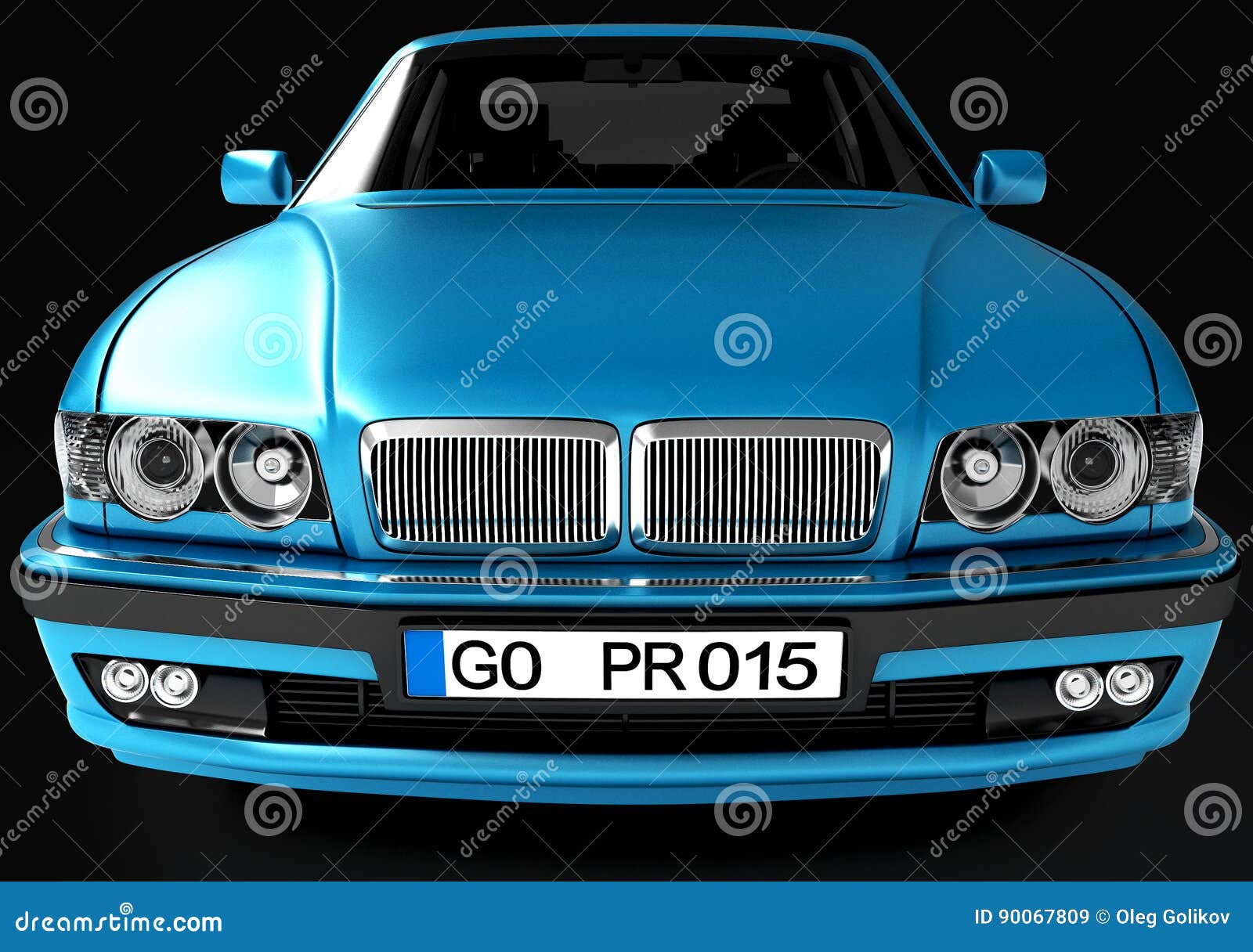 View of the Car in Front. 3D Illustration. Stock Illustration ...