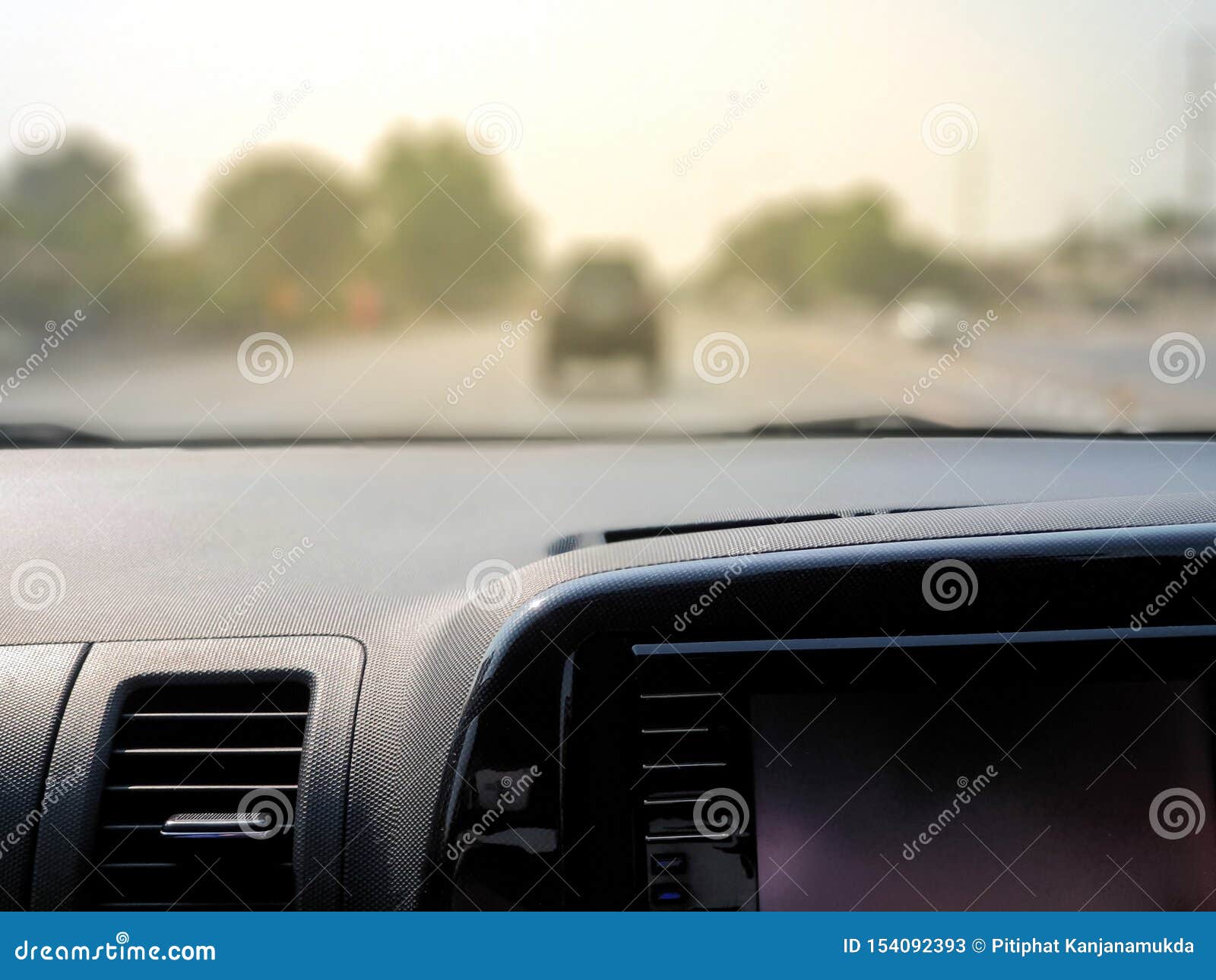 View from the Car Window To the Road Stock Image - Image of front ...