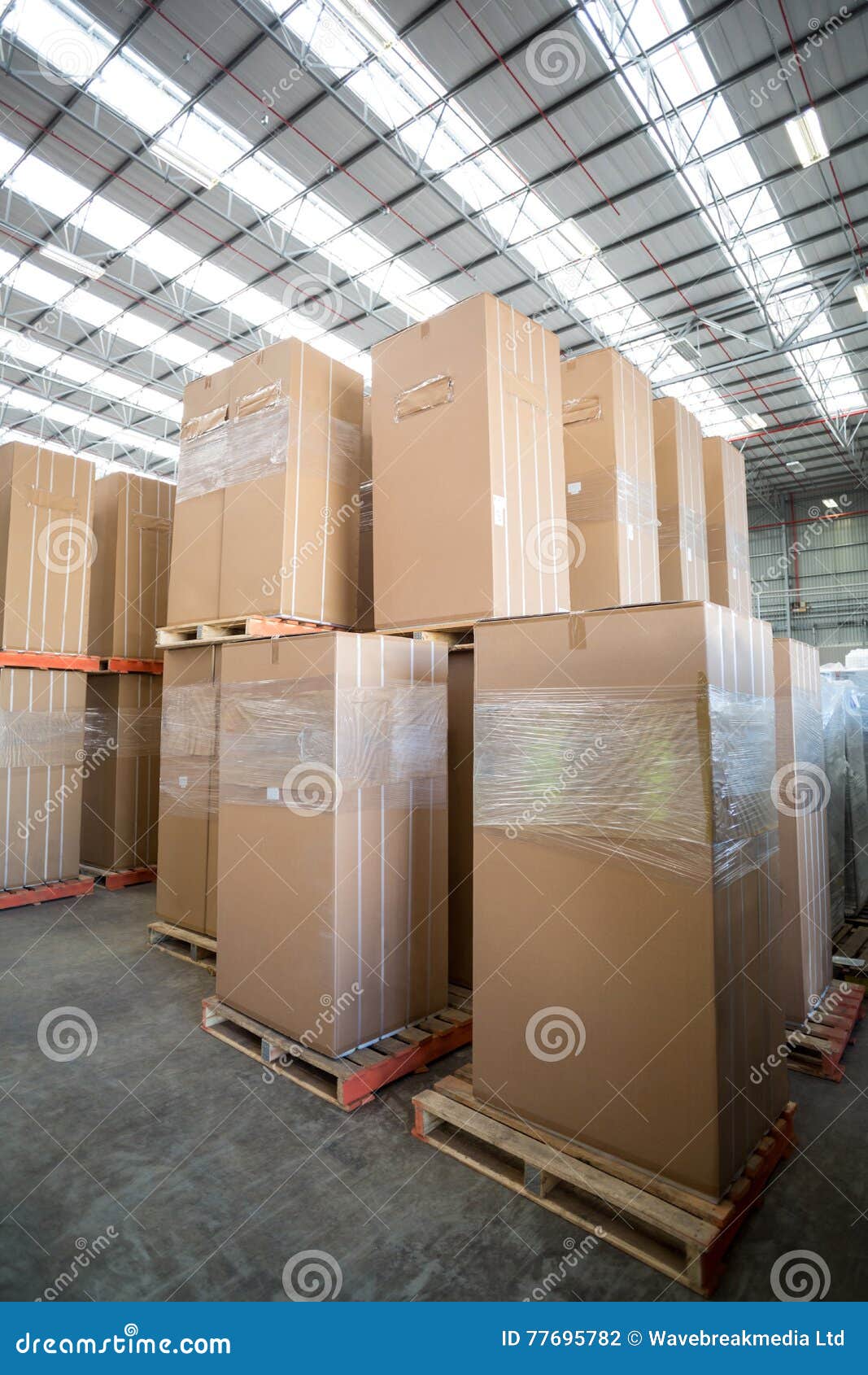 View of Cardboard Boxes Put on Pallets Stock Photo - Image of people ...