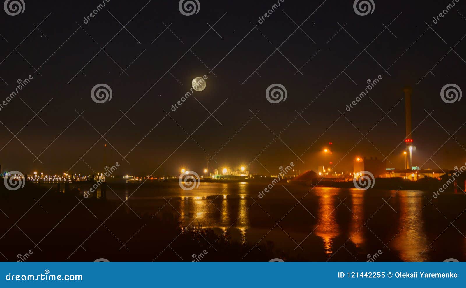 View of Cargo Port at Night . View of the Loading in the Sea Port Stock ...
