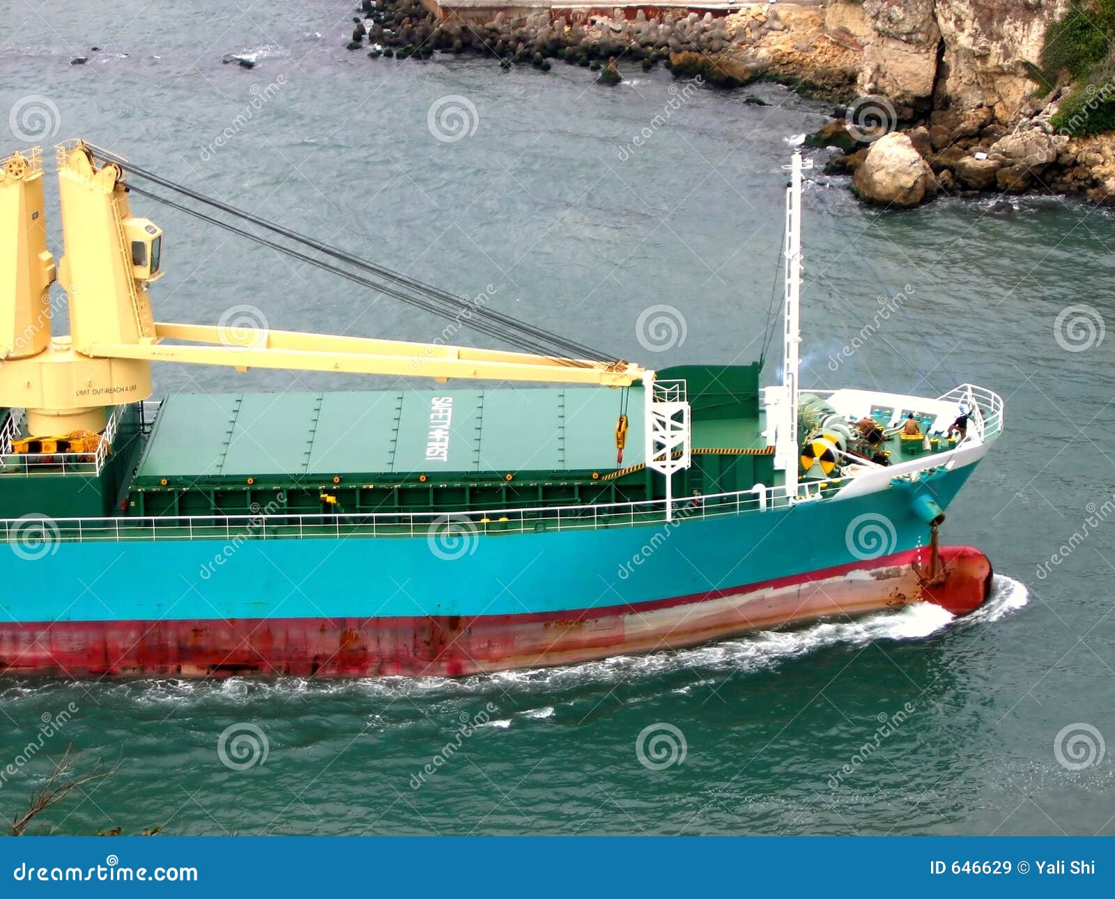 View of a Cargo Ship stock image. Image of deck, ship, chimney - 646629