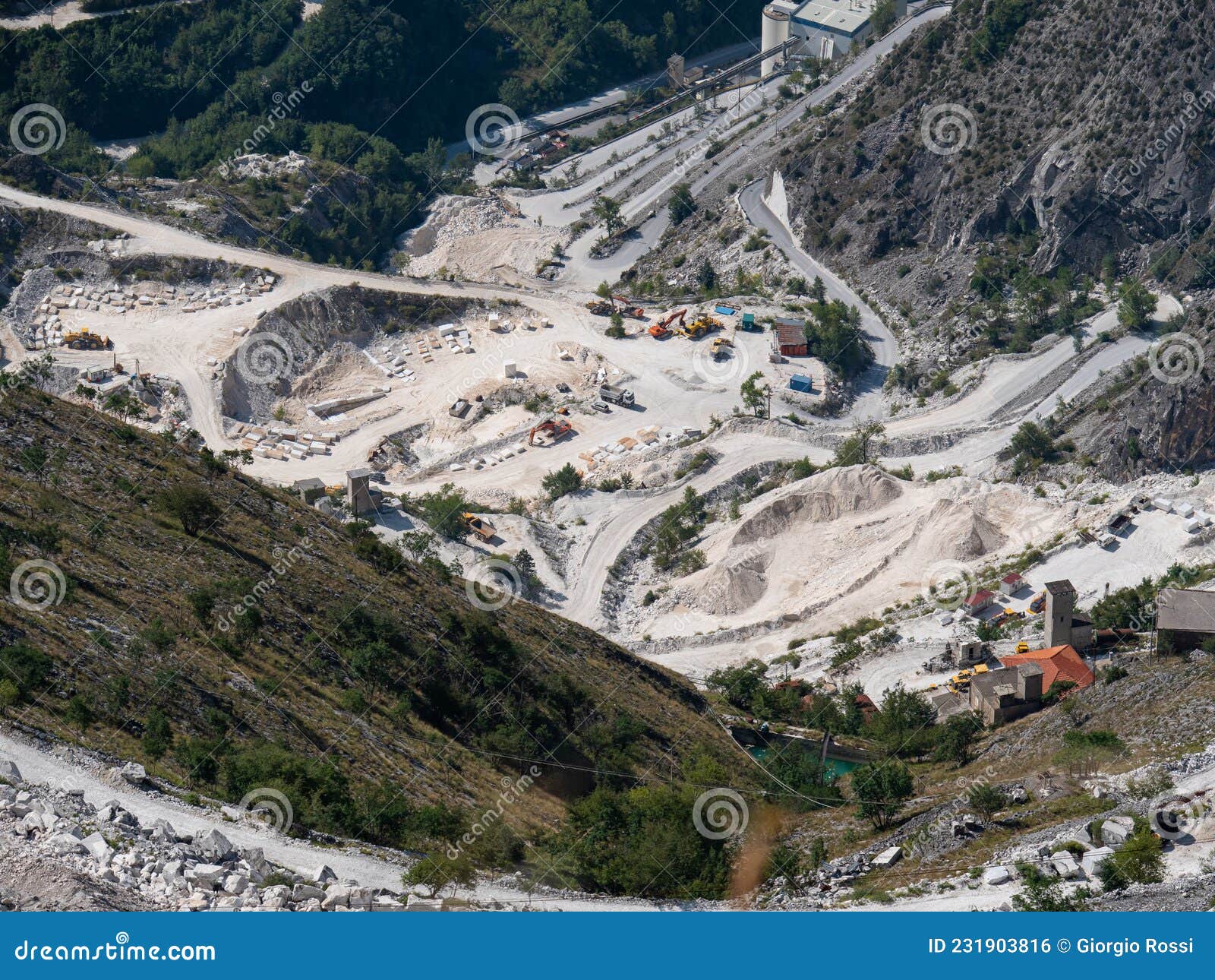 View of the Carrara Marble Quarries with Excavation Equipment Ready for ...