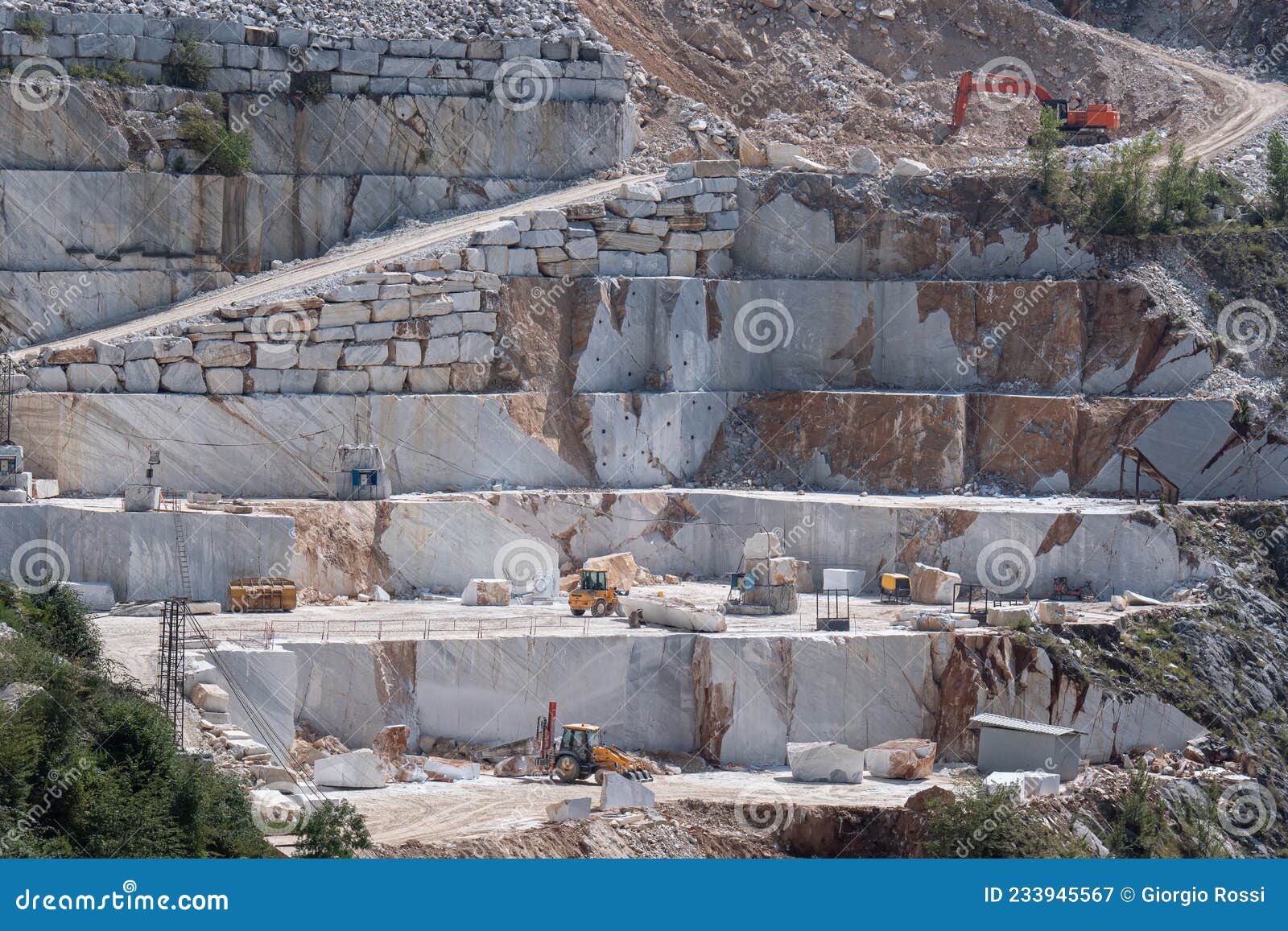 View of the Carrara Marble Quarries with Excavation Equipment Ready for ...