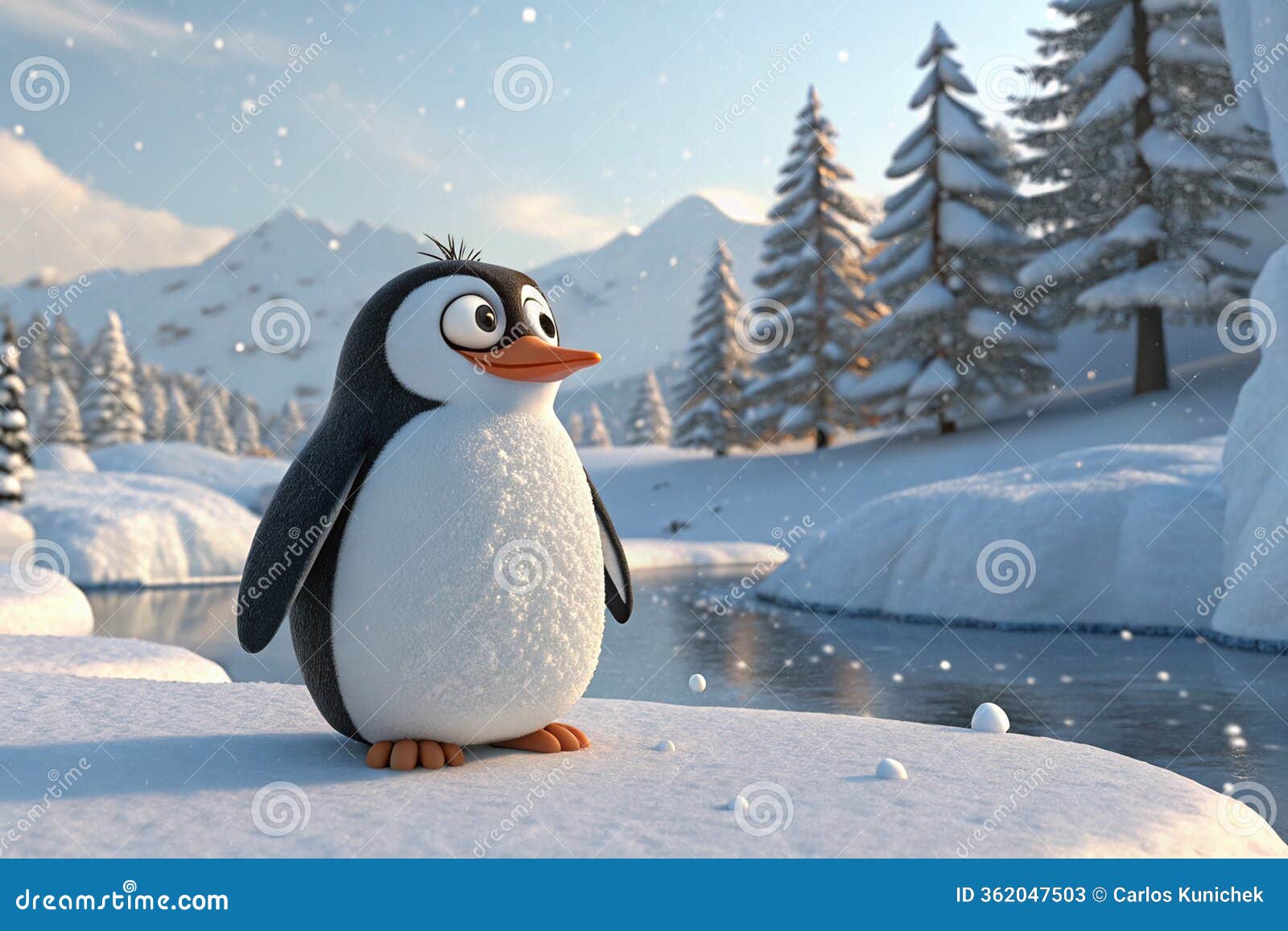 View of Cartoon Animated 3d Penguin - Generated by Ai Stock ...
