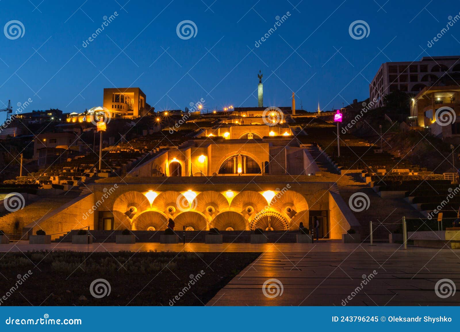 View of the `Cascade` the Most Famous Attraction of Yerevan at Night ...