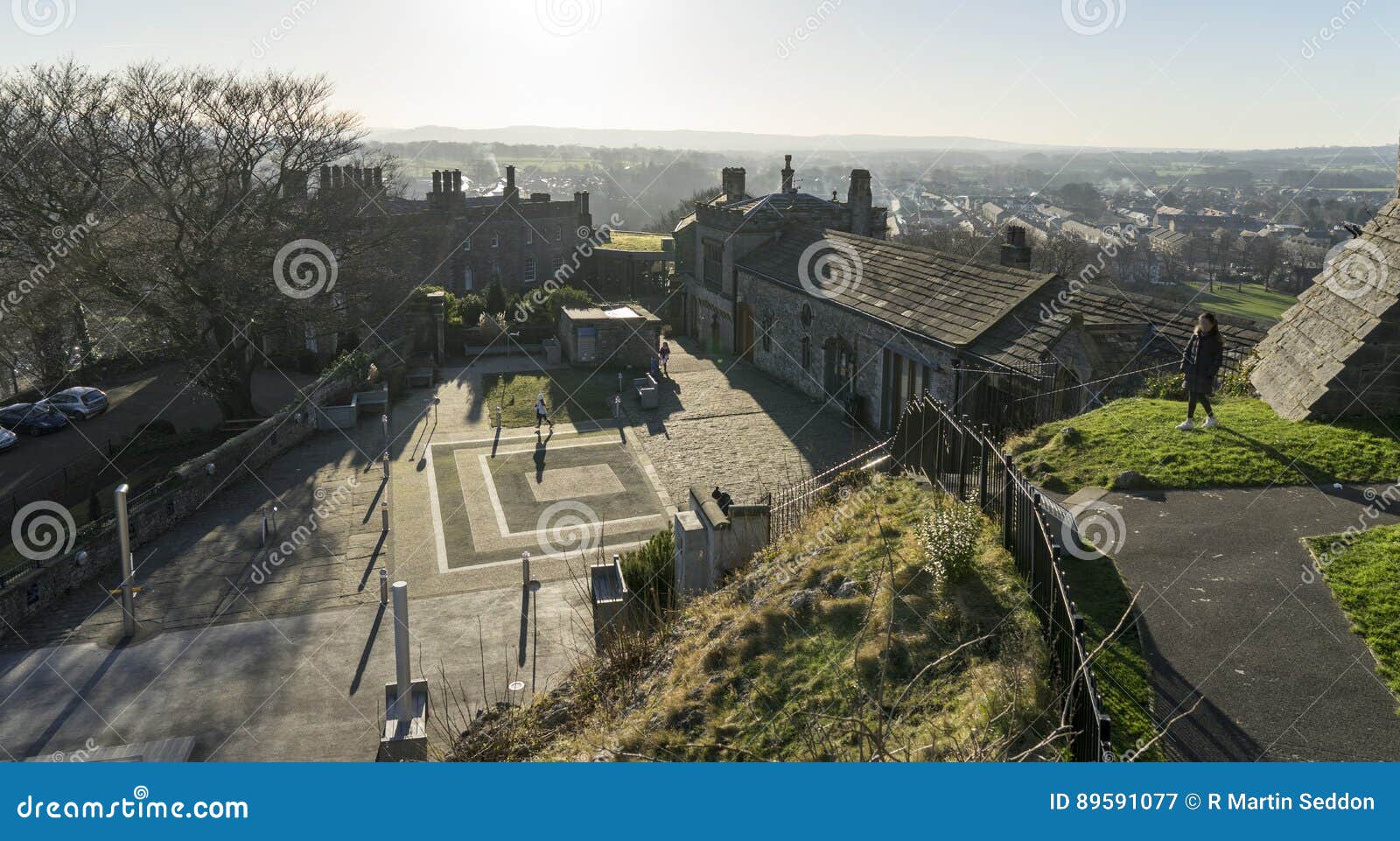 View Of Clitheroe Castle And Trees With A Blue Sky Background. Ribble ...